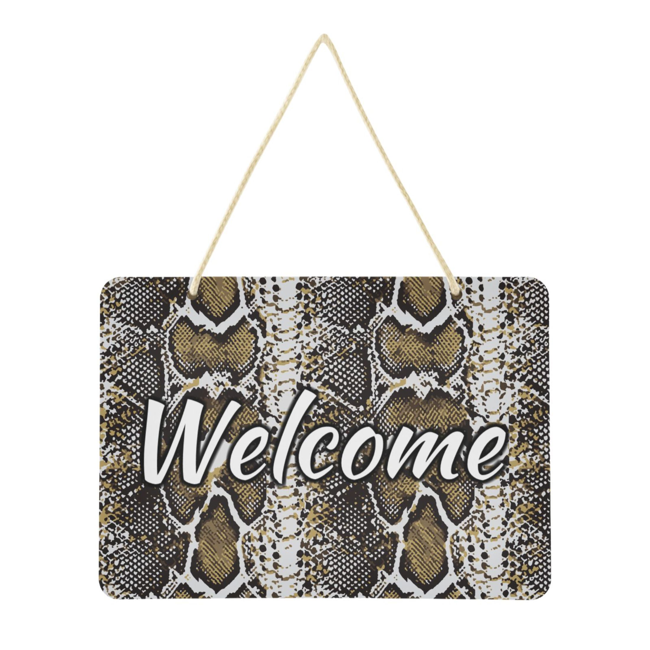 Welcome Door Sign Decoration Snake Skin 13.8" Rectangular Front ...