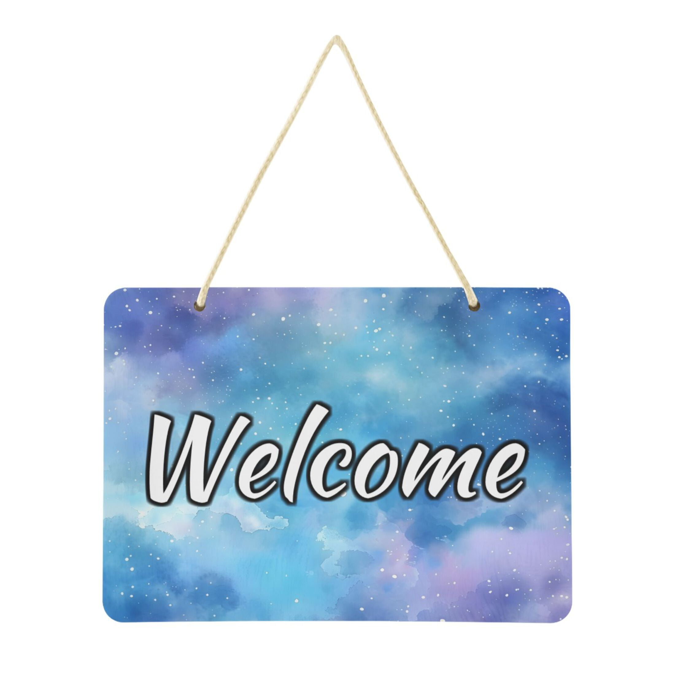 Welcome Door Sign Decoration Starry Light Blue Sky 13.8" Rectangular ...