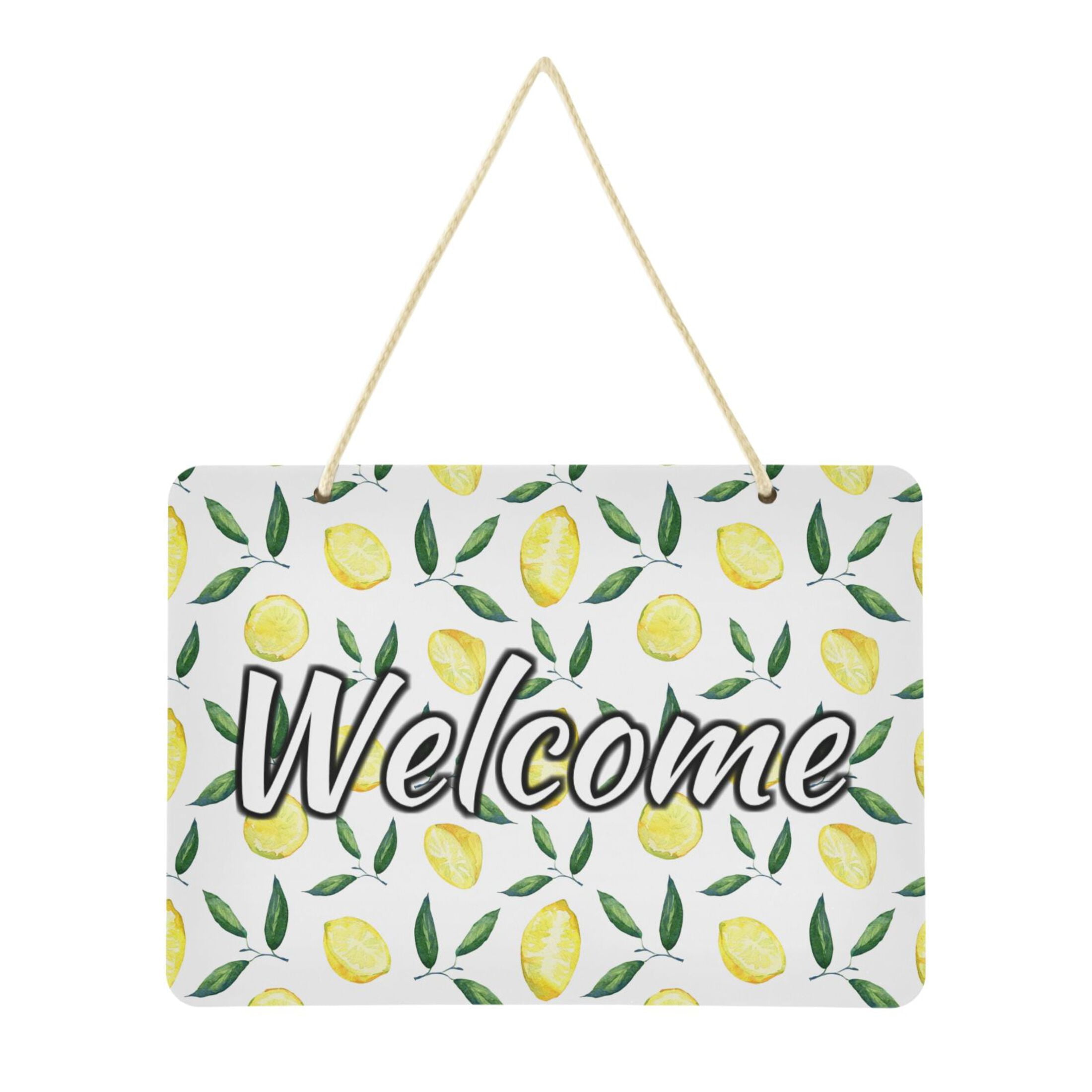 Welcome Door Sign Decoration Summer Lemon and Leaves 13.8" Rectangular ...