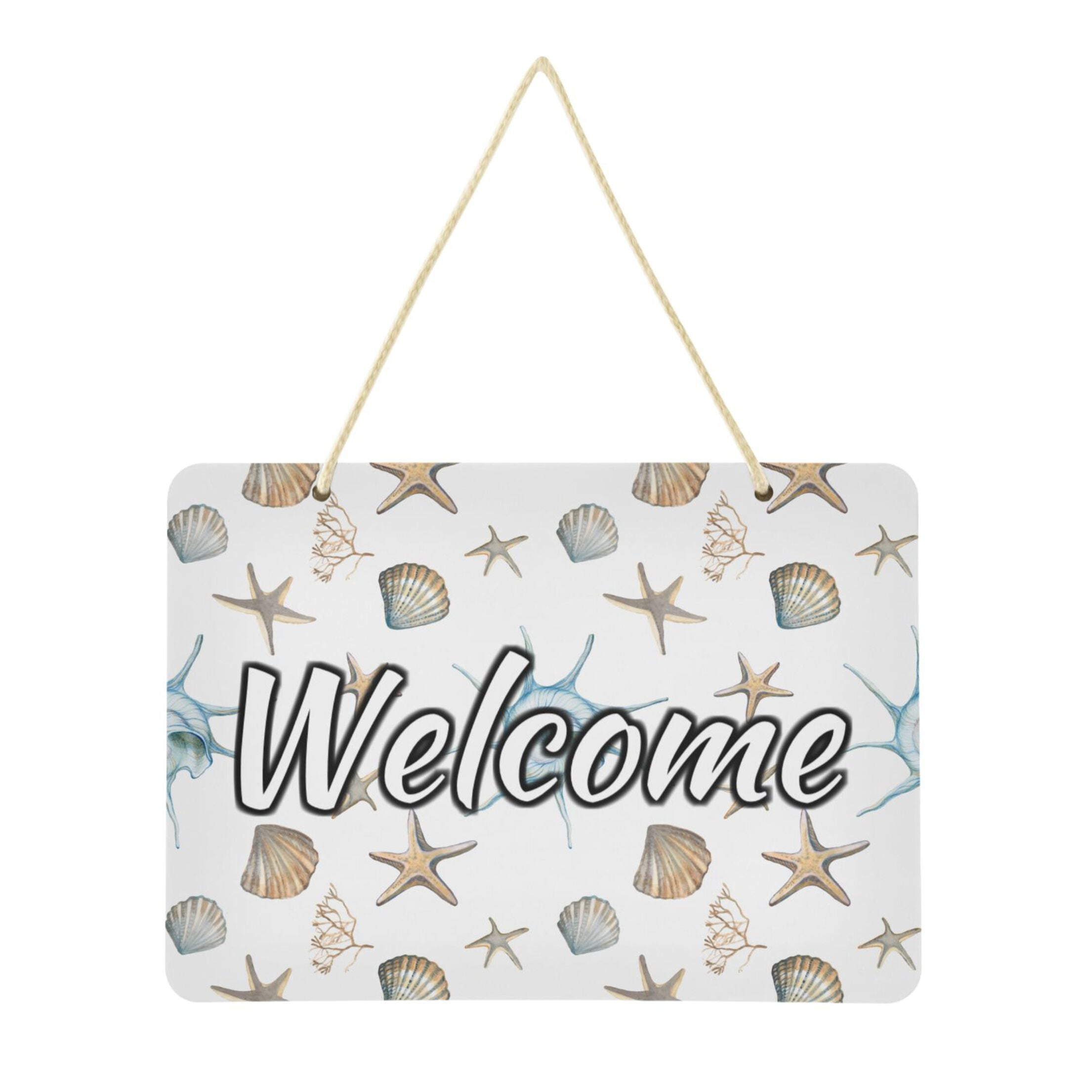 Welcome Door Sign Decoration Summer Seastar Seashells 13.8" Rectangular ...