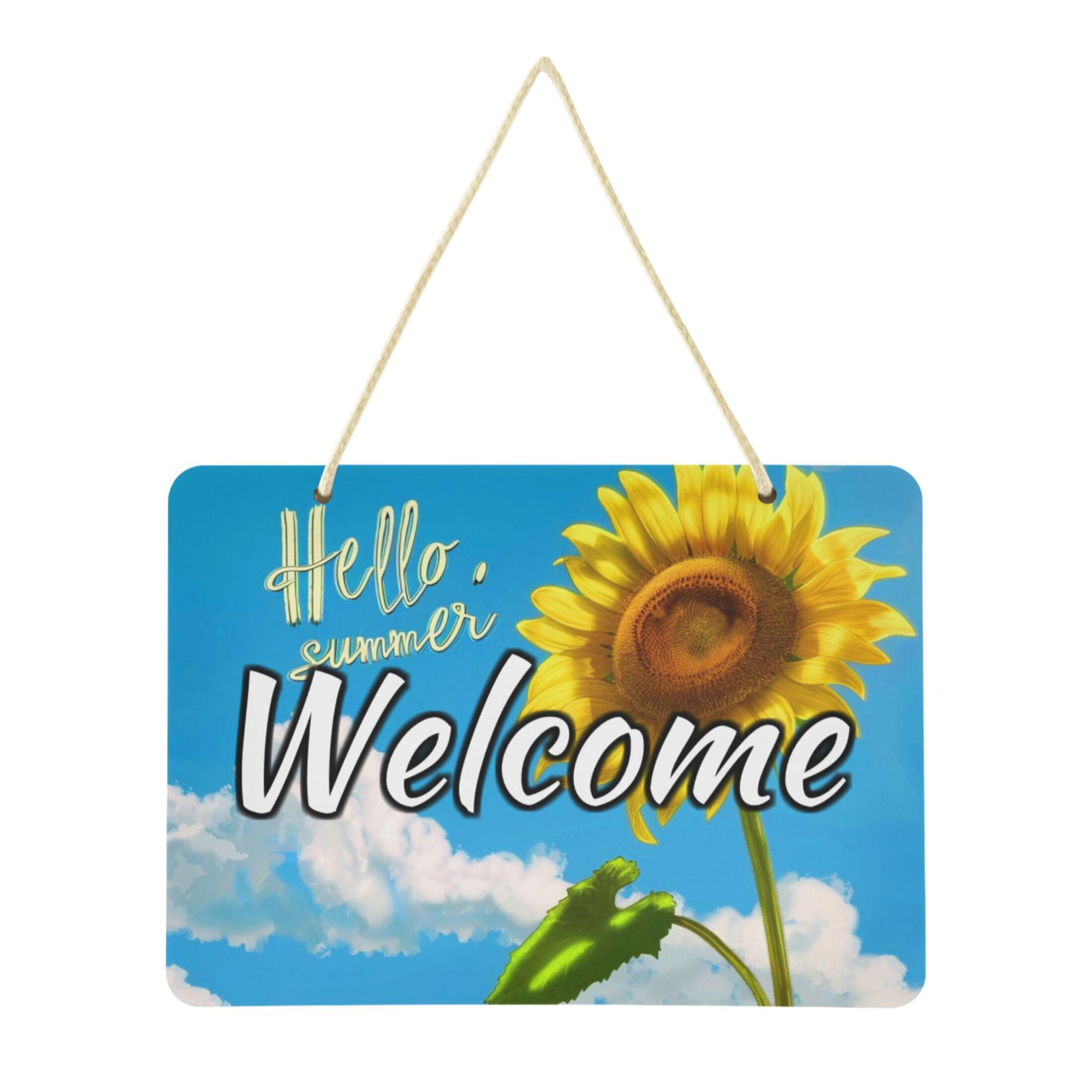 Welcome Door Sign Decoration Summer Sunflower 13.8" Rectangular Front ...
