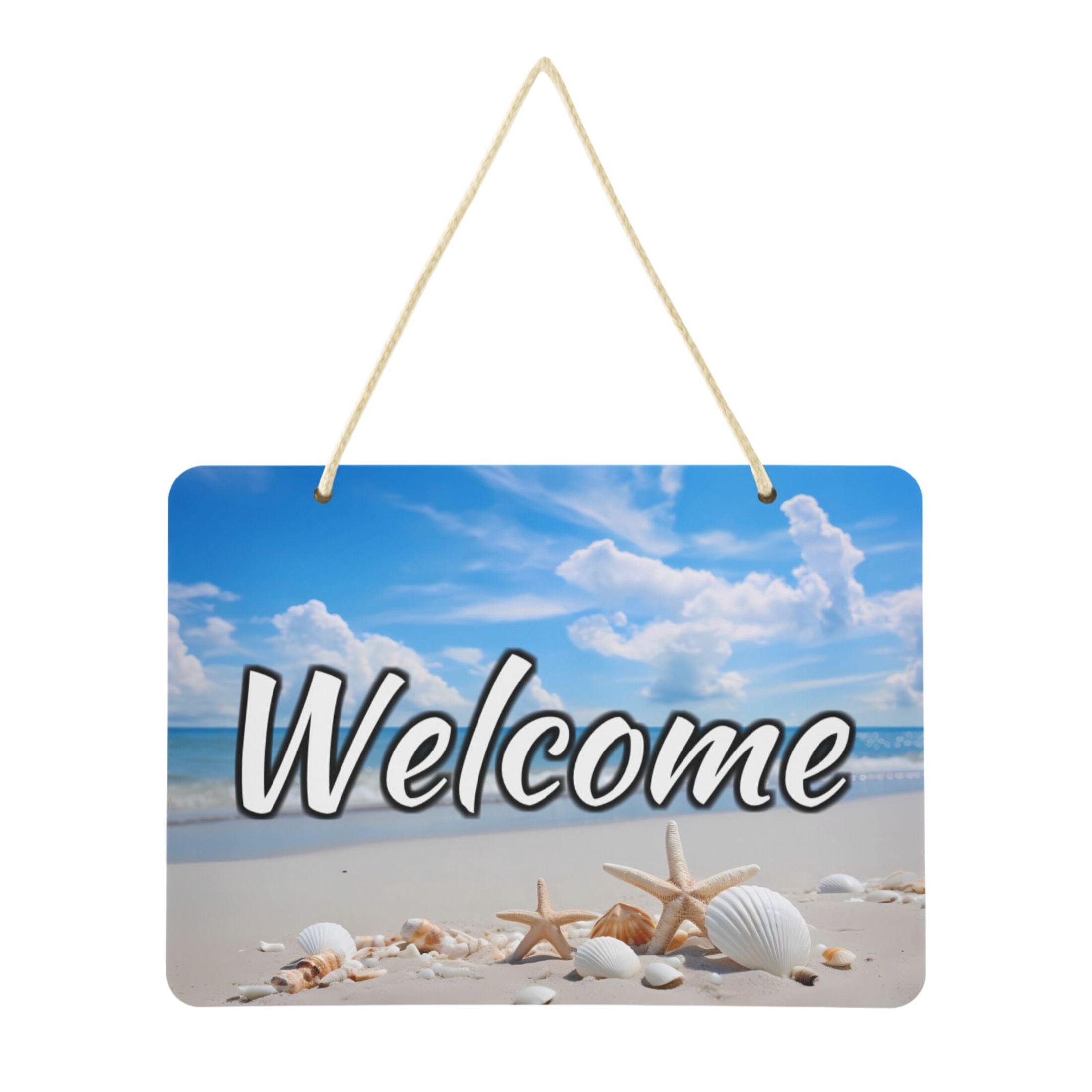 Welcome Door Sign Decoration Summer1 Beach 13.8" Rectangular Front ...