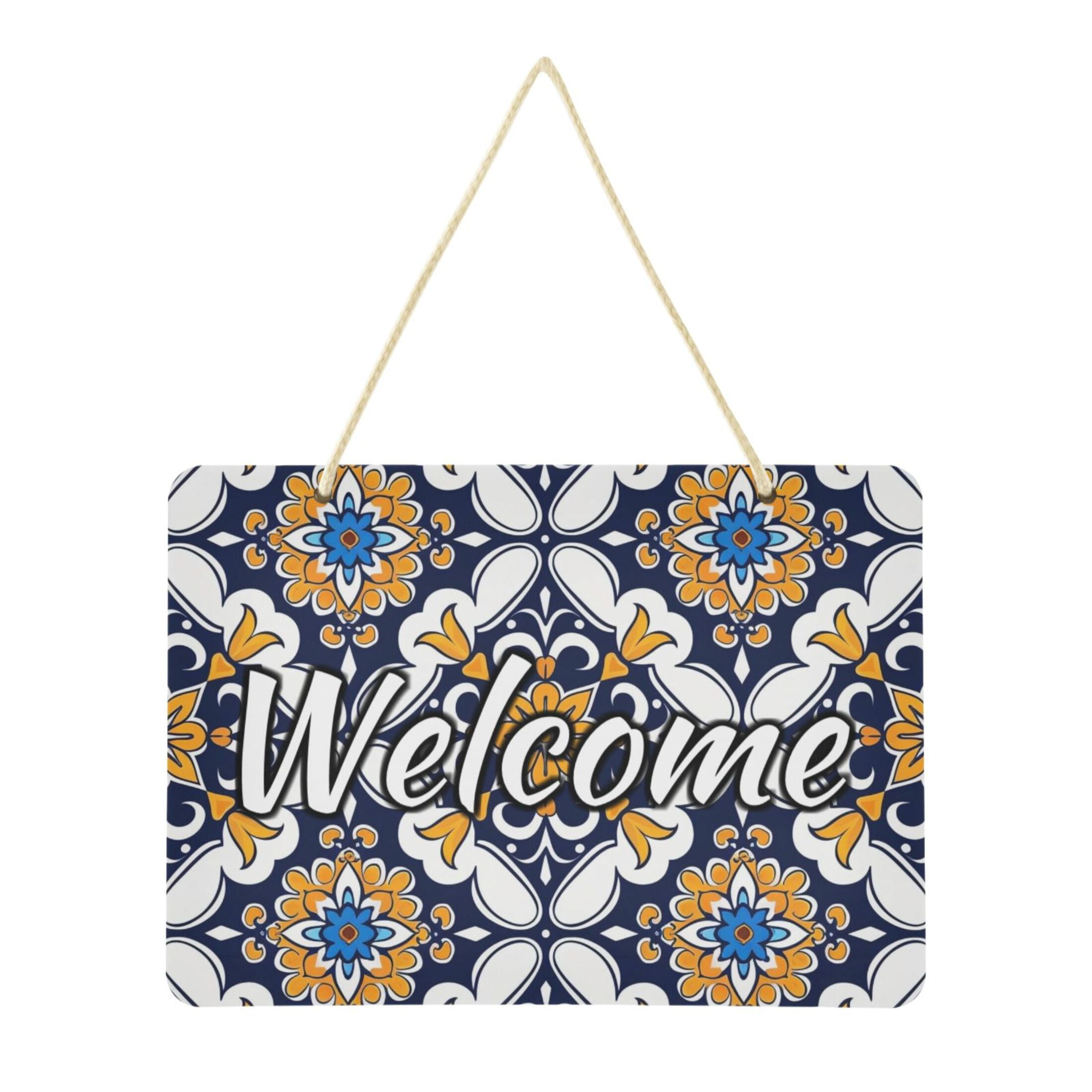 Welcome Door Sign Decoration Texture Bohomia 13.8" Rectangular Front ...