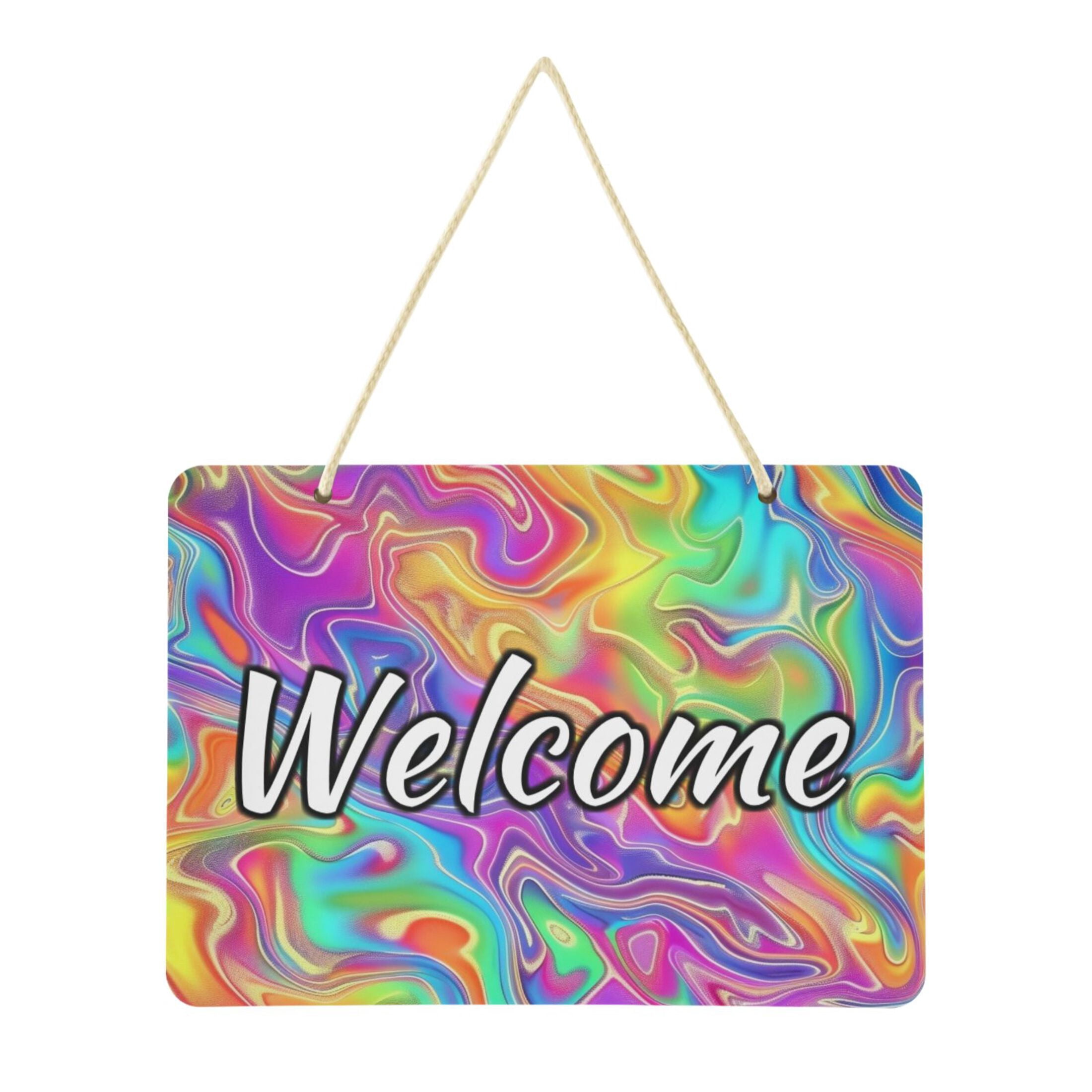 Welcome Door Sign Decoration Texture Print 13.8" Rectangular Front ...