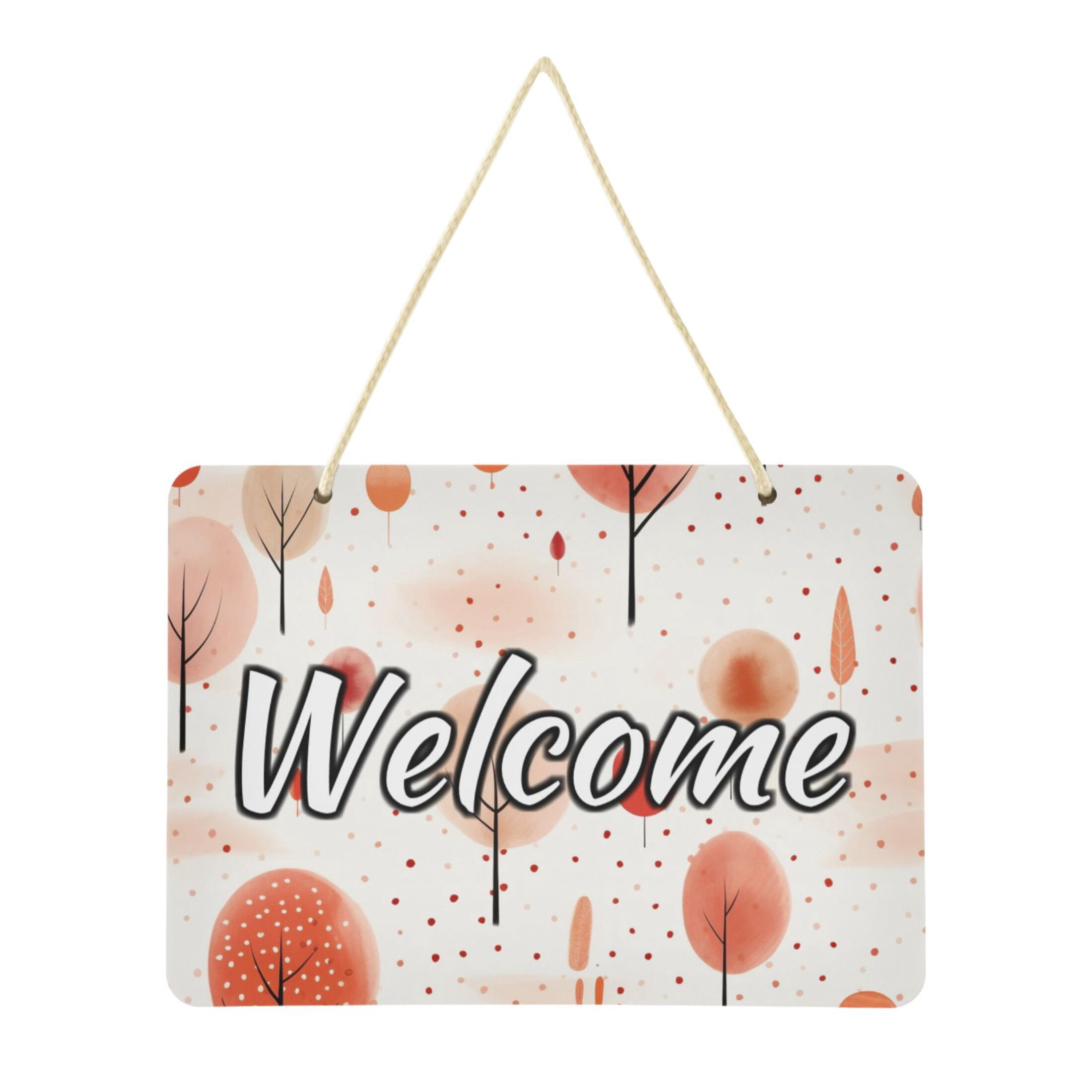Welcome Door Sign Decoration Tree Forest 13.8" Rectangular Front ...