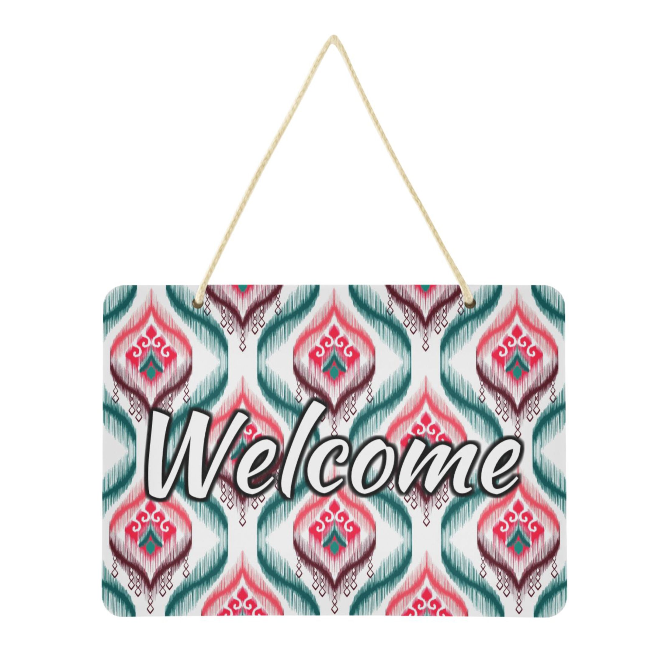 Welcome Door Sign Decoration Tribal Ethnic Bohomia 13.8" Rectangular ...