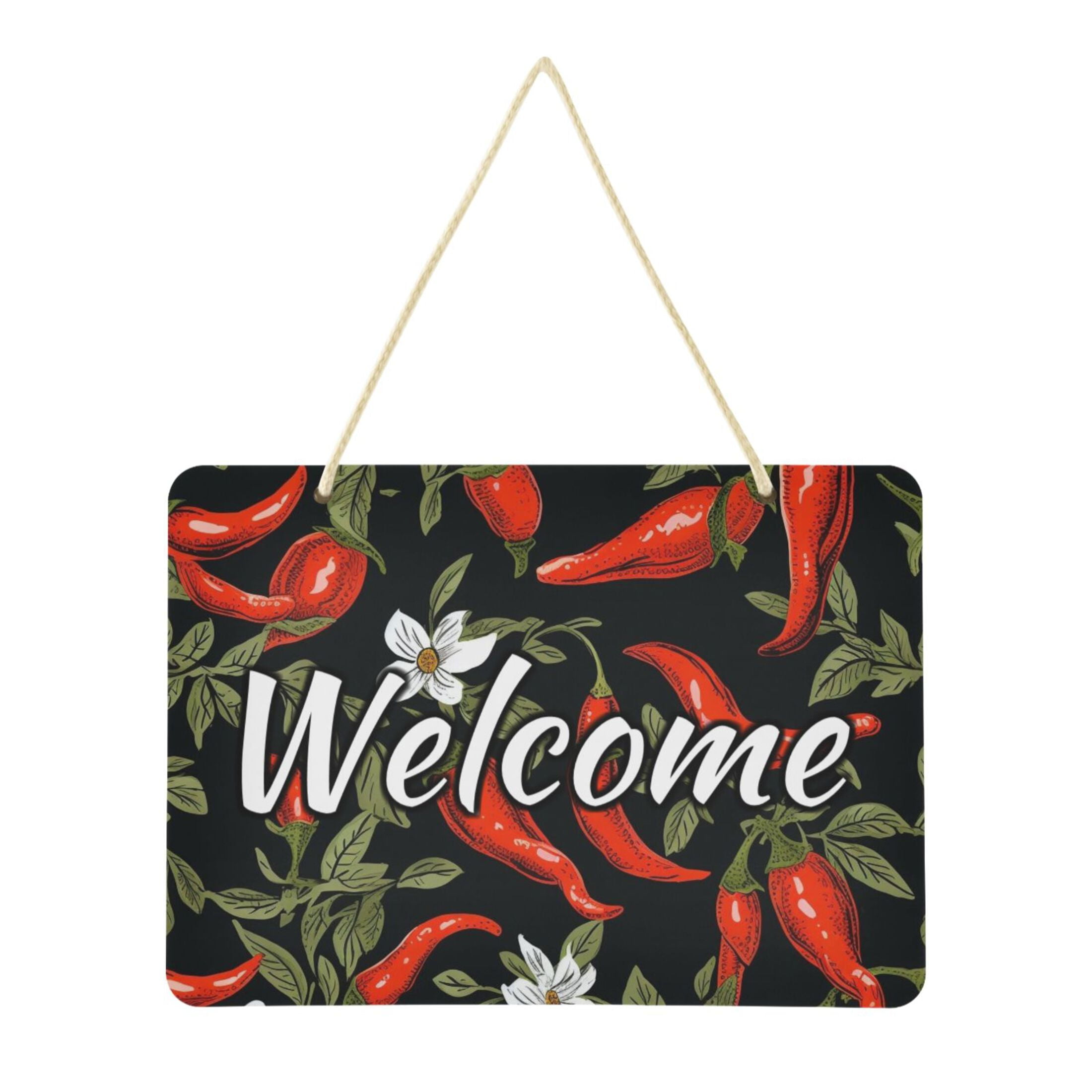 Welcome Door Sign Decoration Vegetables and Floral 13.8" Rectangular ...