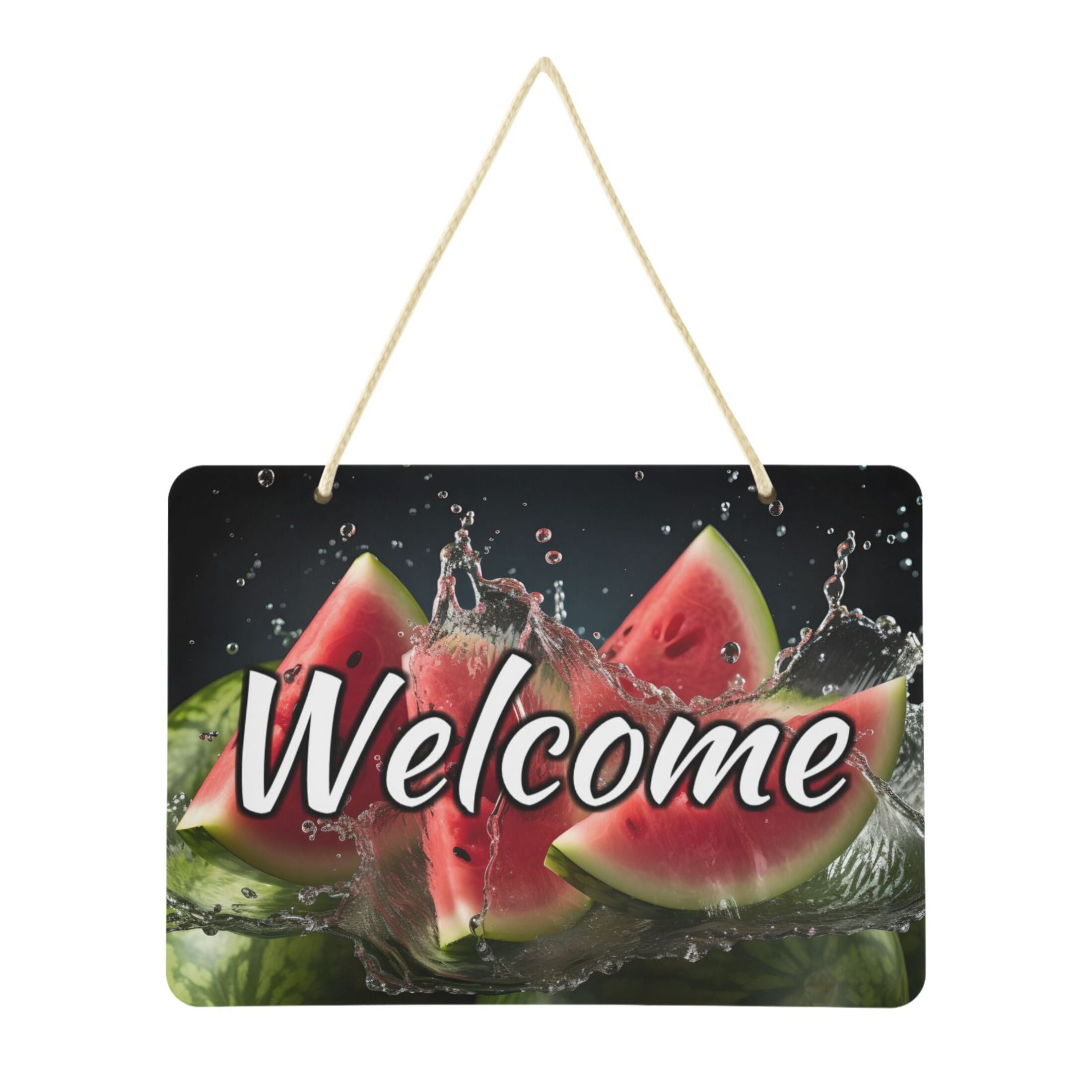 Welcome Door Sign Decoration Watermelon Fruits 13.8" Rectangular Front ...