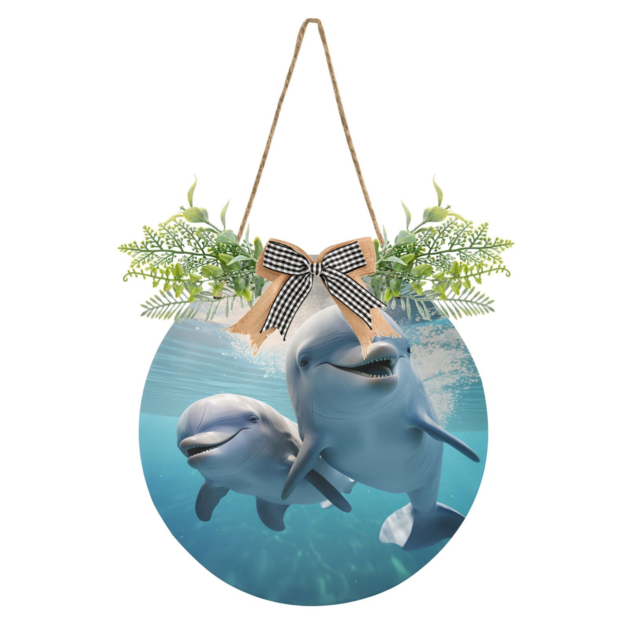 Welcome Door Sign Dolphins under Water 11.8" Round Front Entrance ...