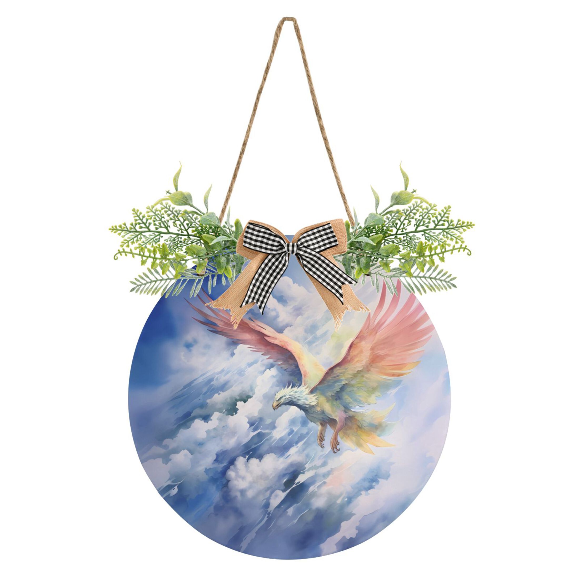 Welcome Door Sign Eagle Flying in Sky 11.8" Round Front Entrance ...