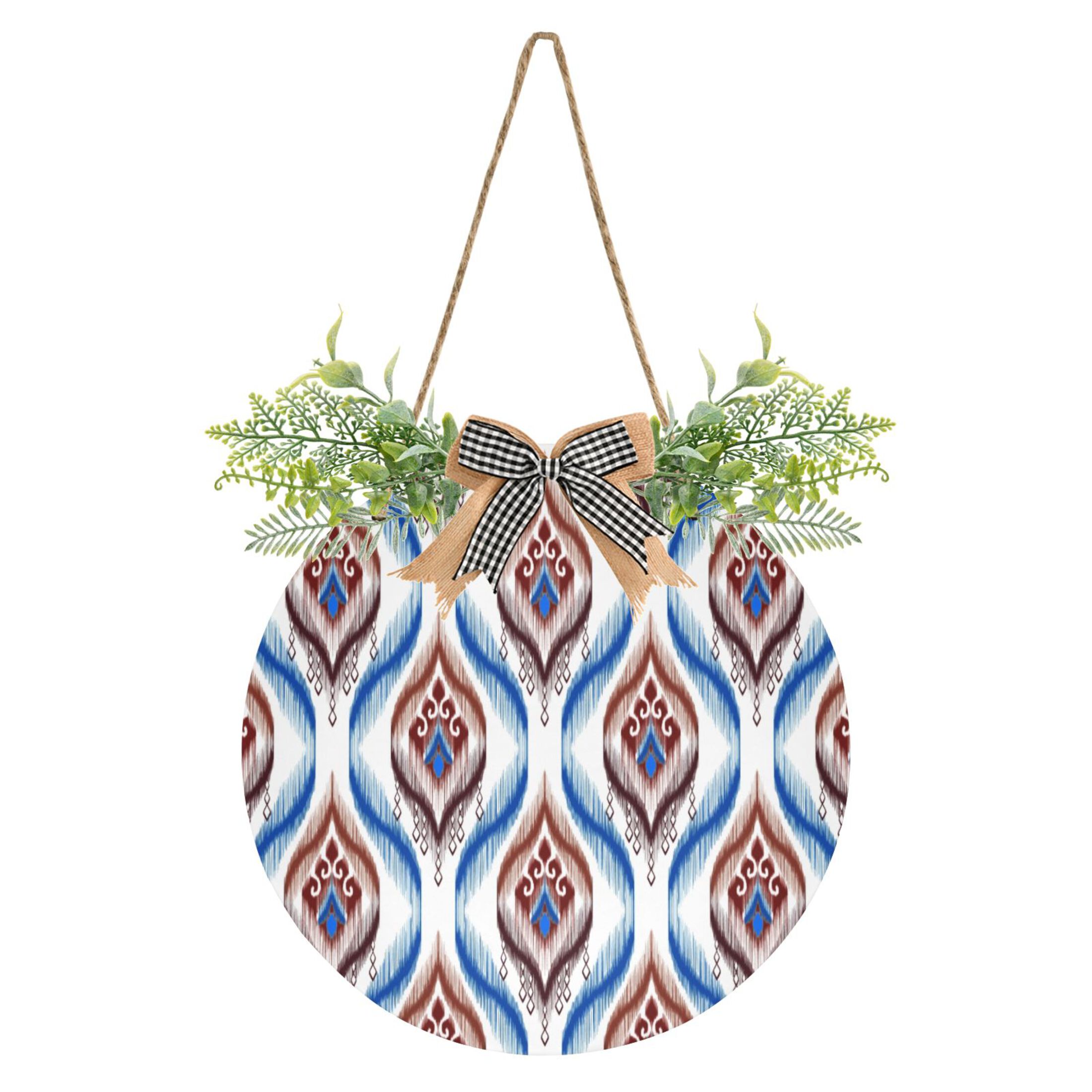 Welcome Door Sign Ethnic Mandala Bohomia Tribal 11.8" Round Front ...