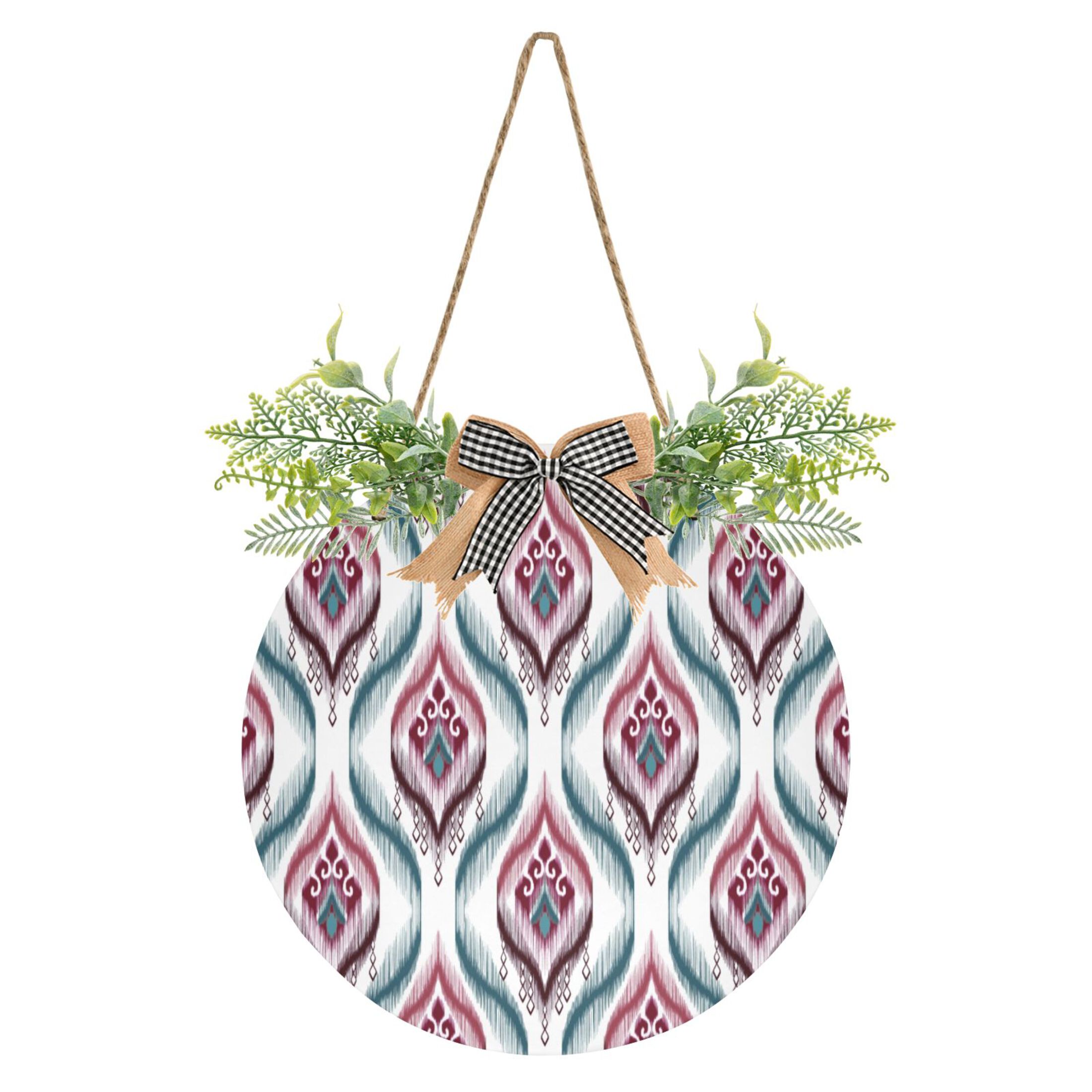 Welcome Door Sign Ethnic Tribal Boho Mandala 11.8" Round Front Entrance ...