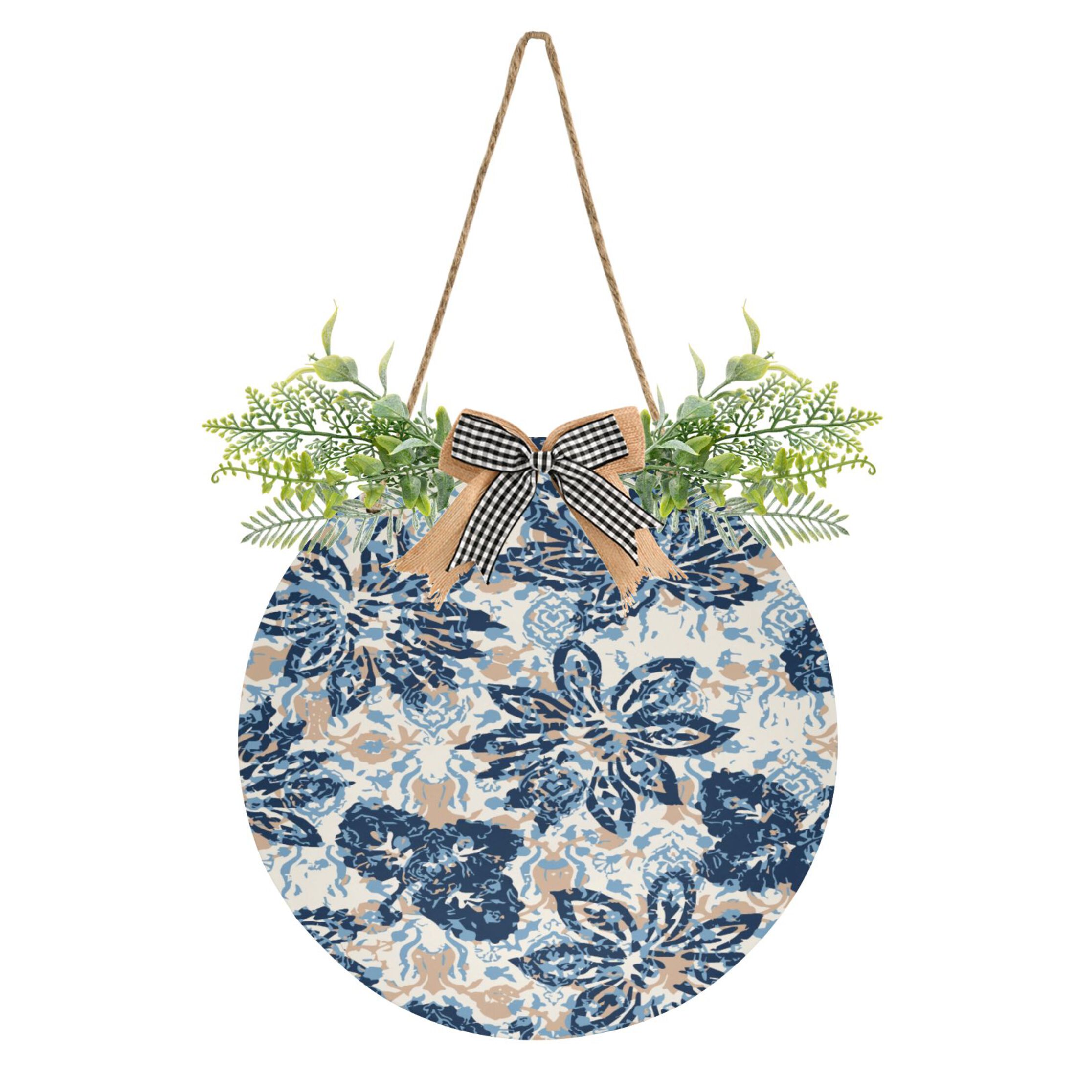 Welcome Door Sign Floral and Paisley Flowers 11.8" Round Front Entrance ...