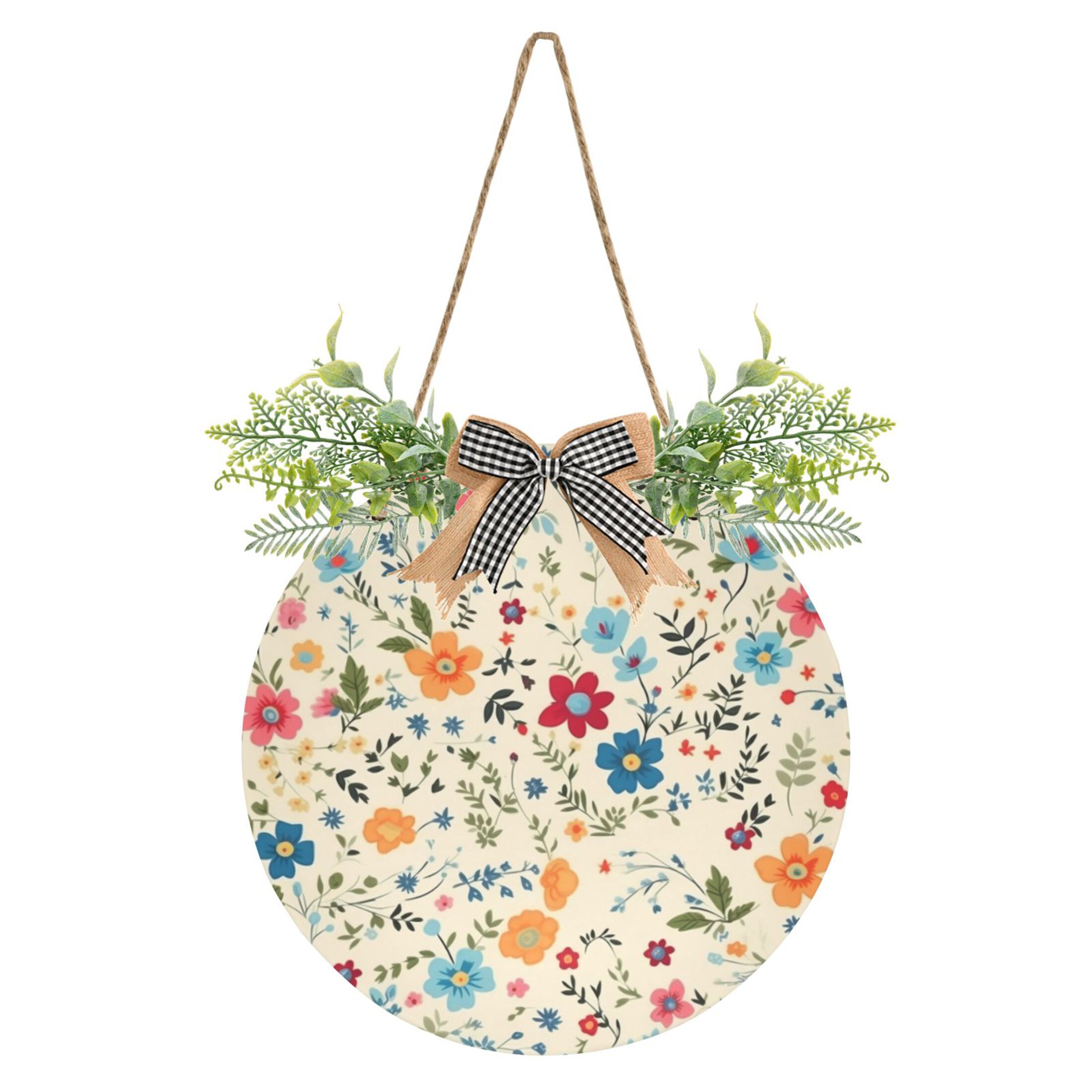Welcome Door Sign Flowers Floral Beautiful 11.8" Round Front Entrance ...