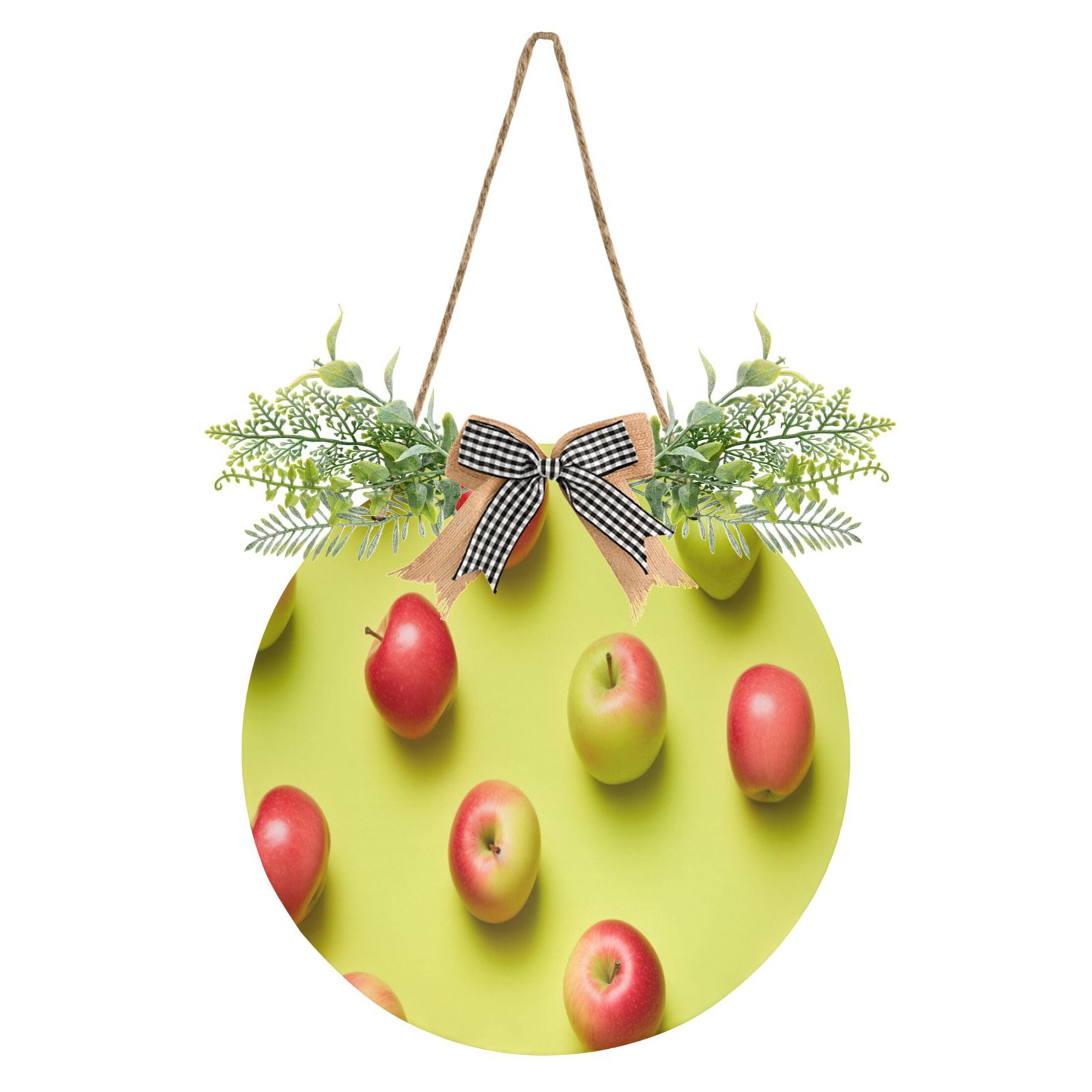 Welcome Door Sign Fruit Apples 11.8" Round Front Entrance Hanging Sign ...