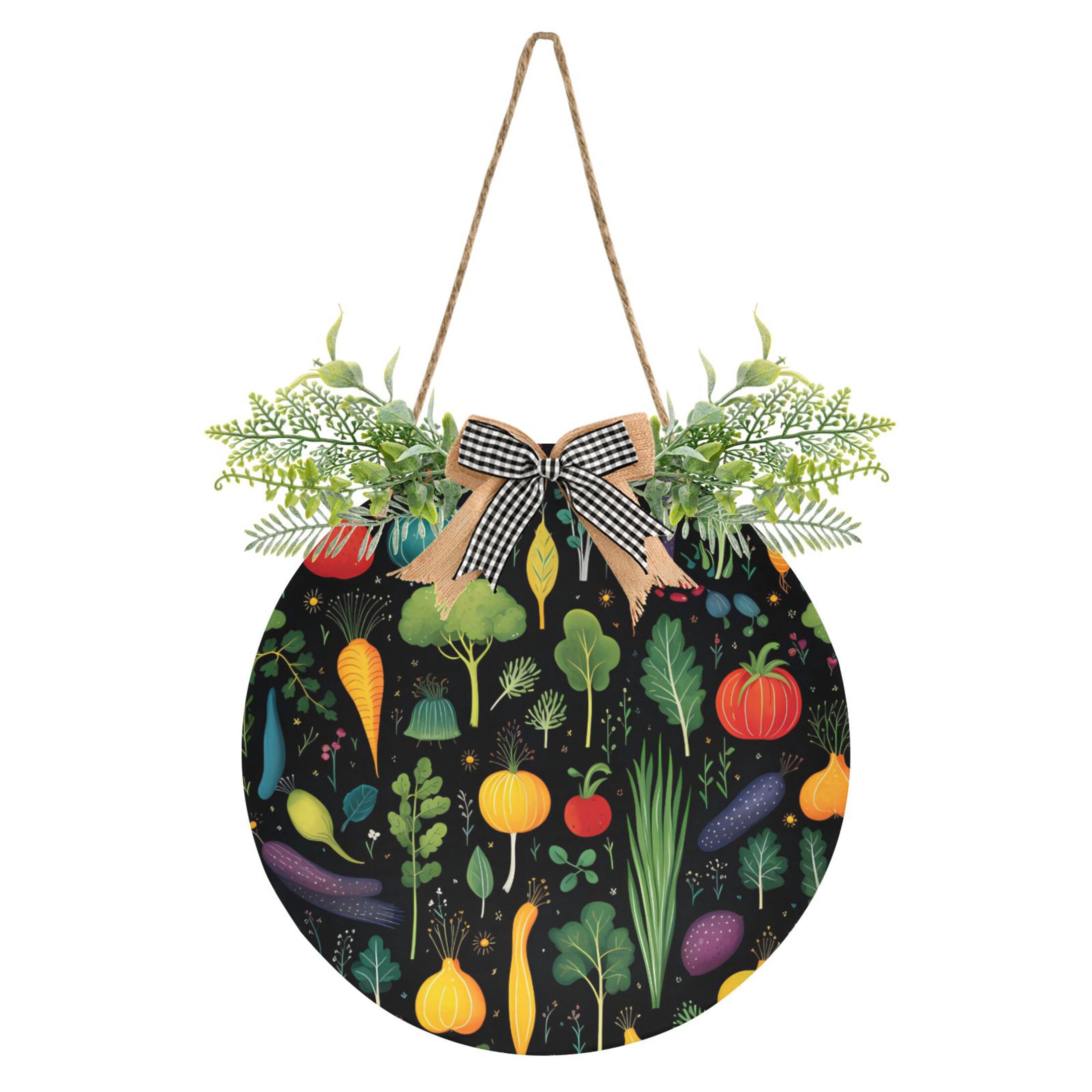 Welcome Door Sign Fruits Plants 11.8" Round Front Entrance Hanging Sign ...