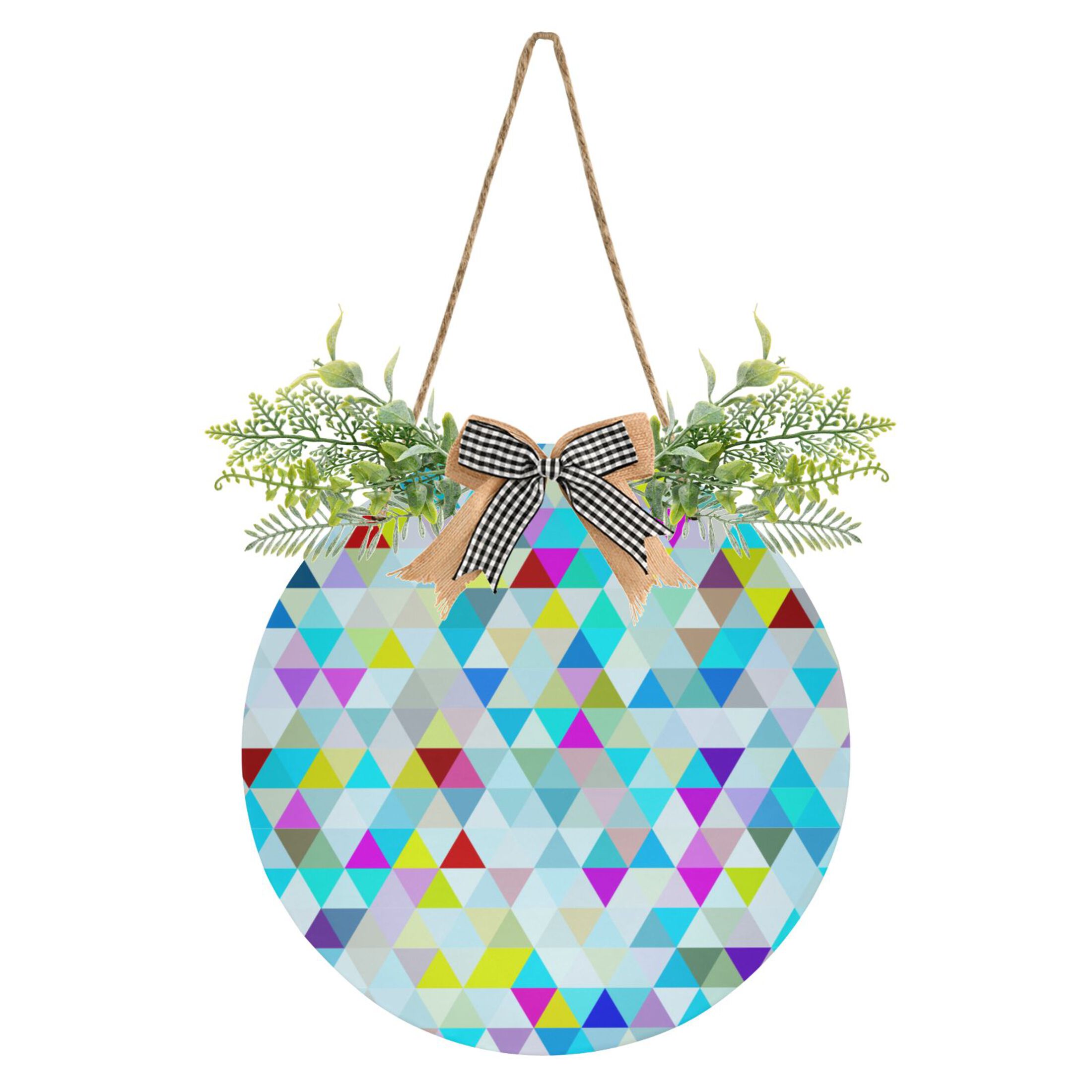 Welcome Door Sign Geomeric Abstract Triangle 11.8" Round Front Entrance ...