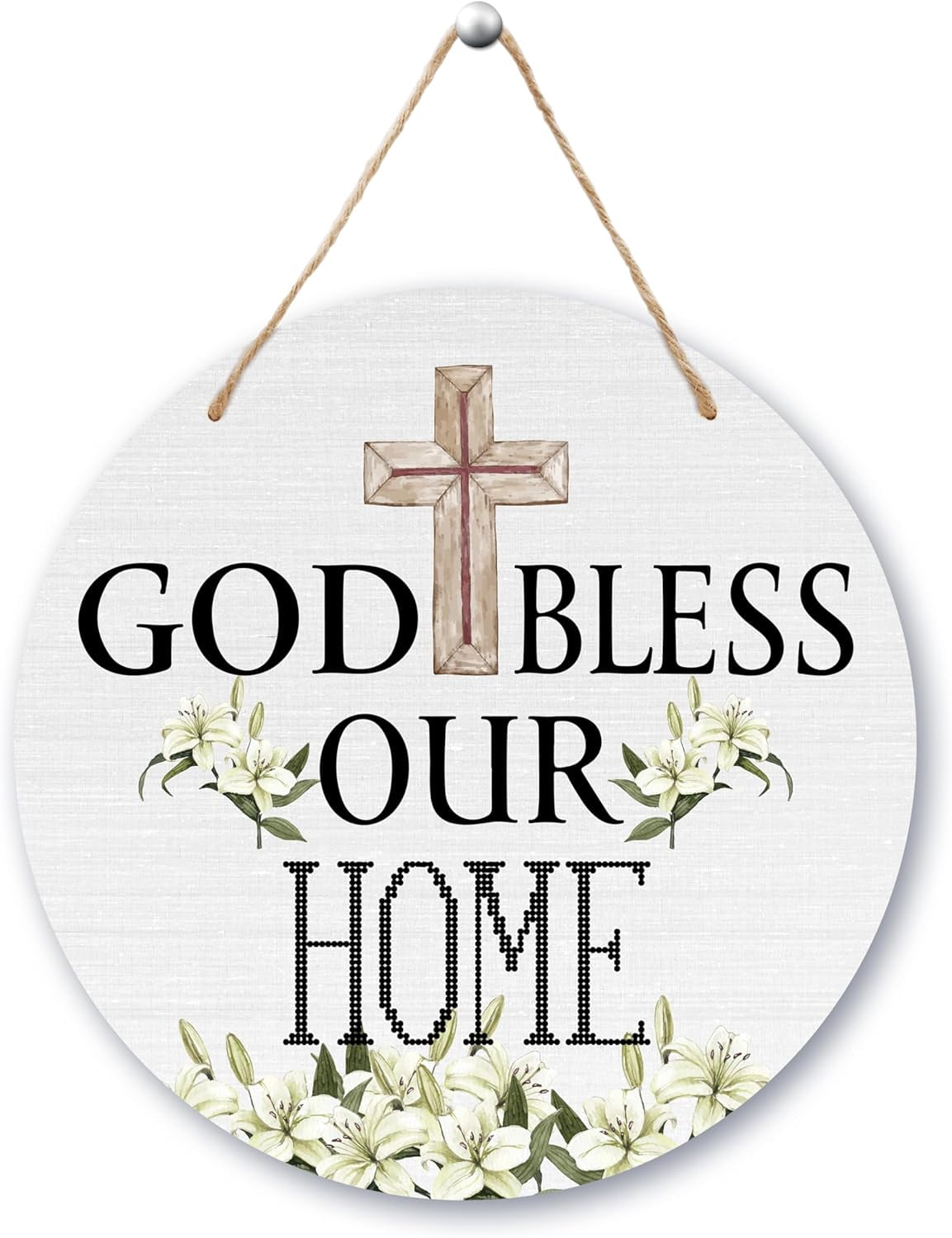 Welcome Door Sign, God Bless Our Home Front Door Decor, Christian ...