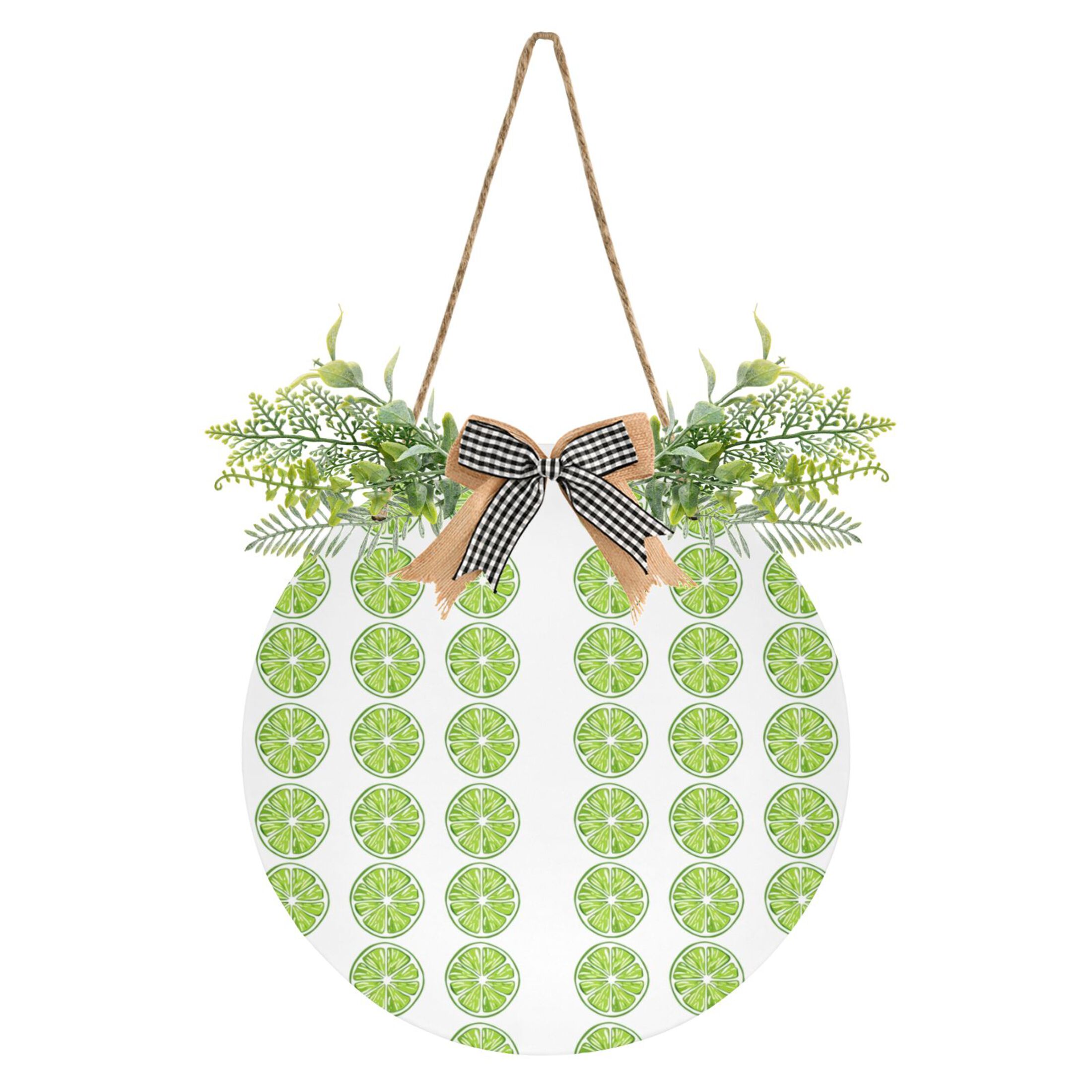 Welcome Door Sign Green Lemon 11.8" Round Front Entrance Hanging Sign ...