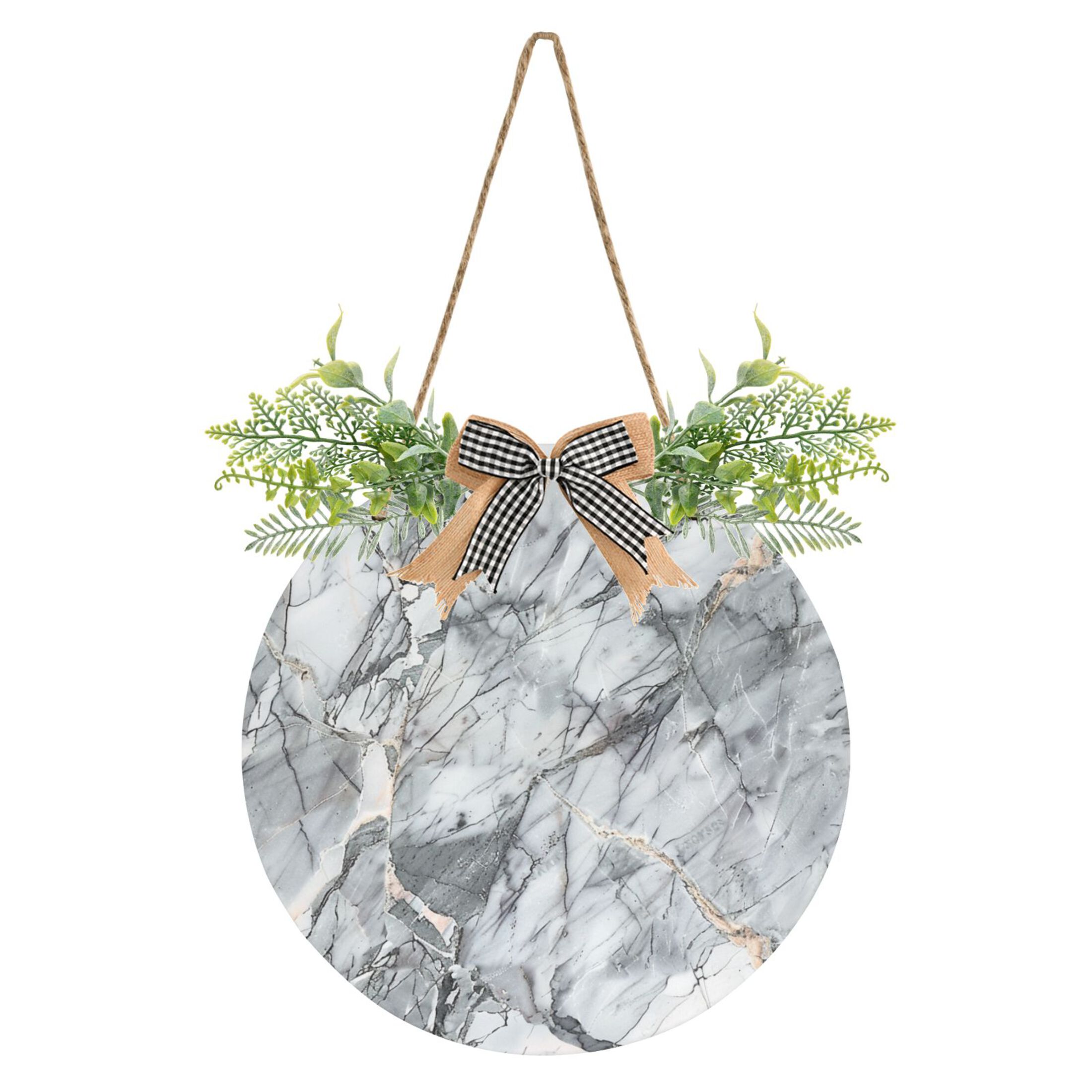 Welcome Door Sign Grey Marble Pattern 11.8" Round Front Entrance ...