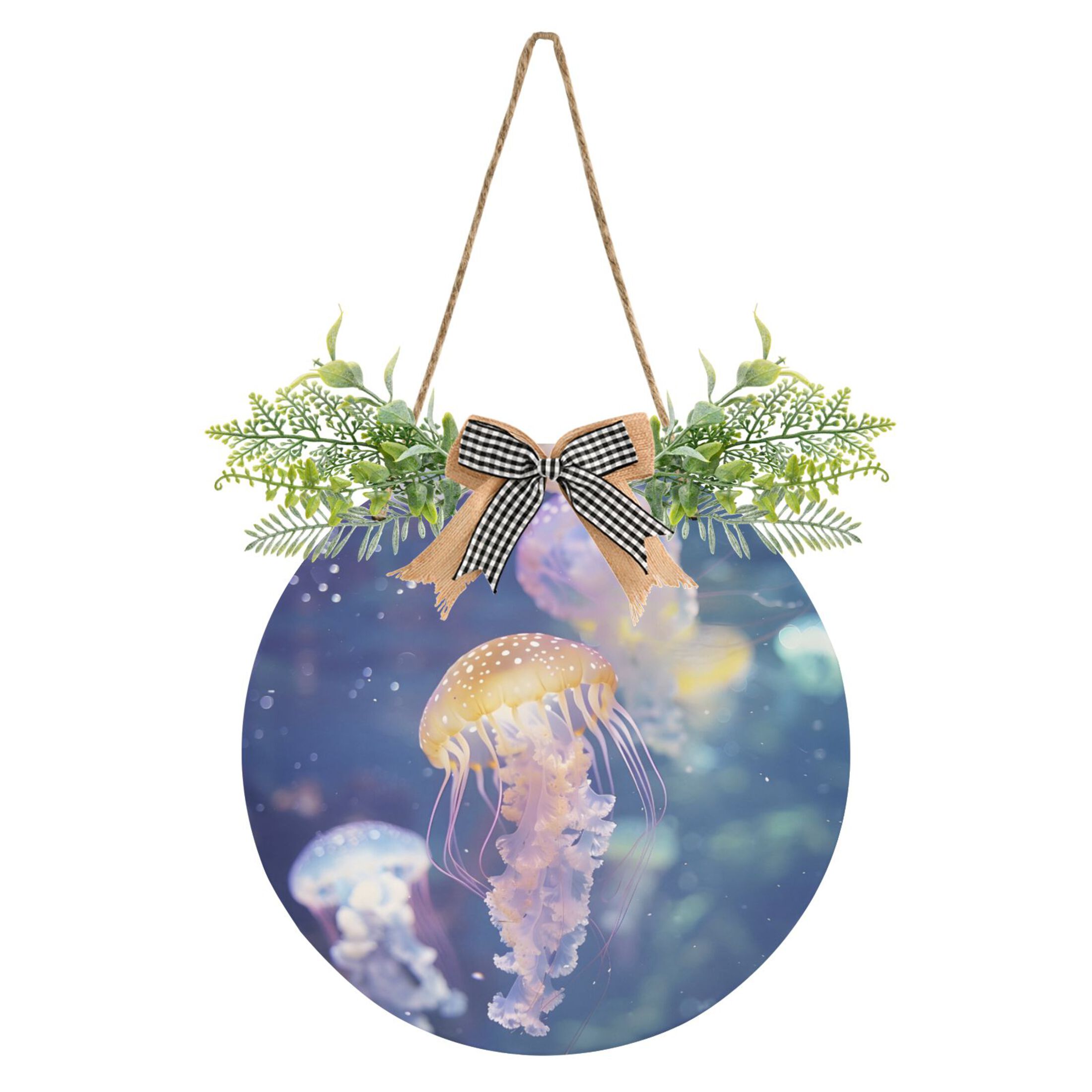 Welcome Door Sign Jellyfish Are Underwater 11.8" Round Front Entrance ...