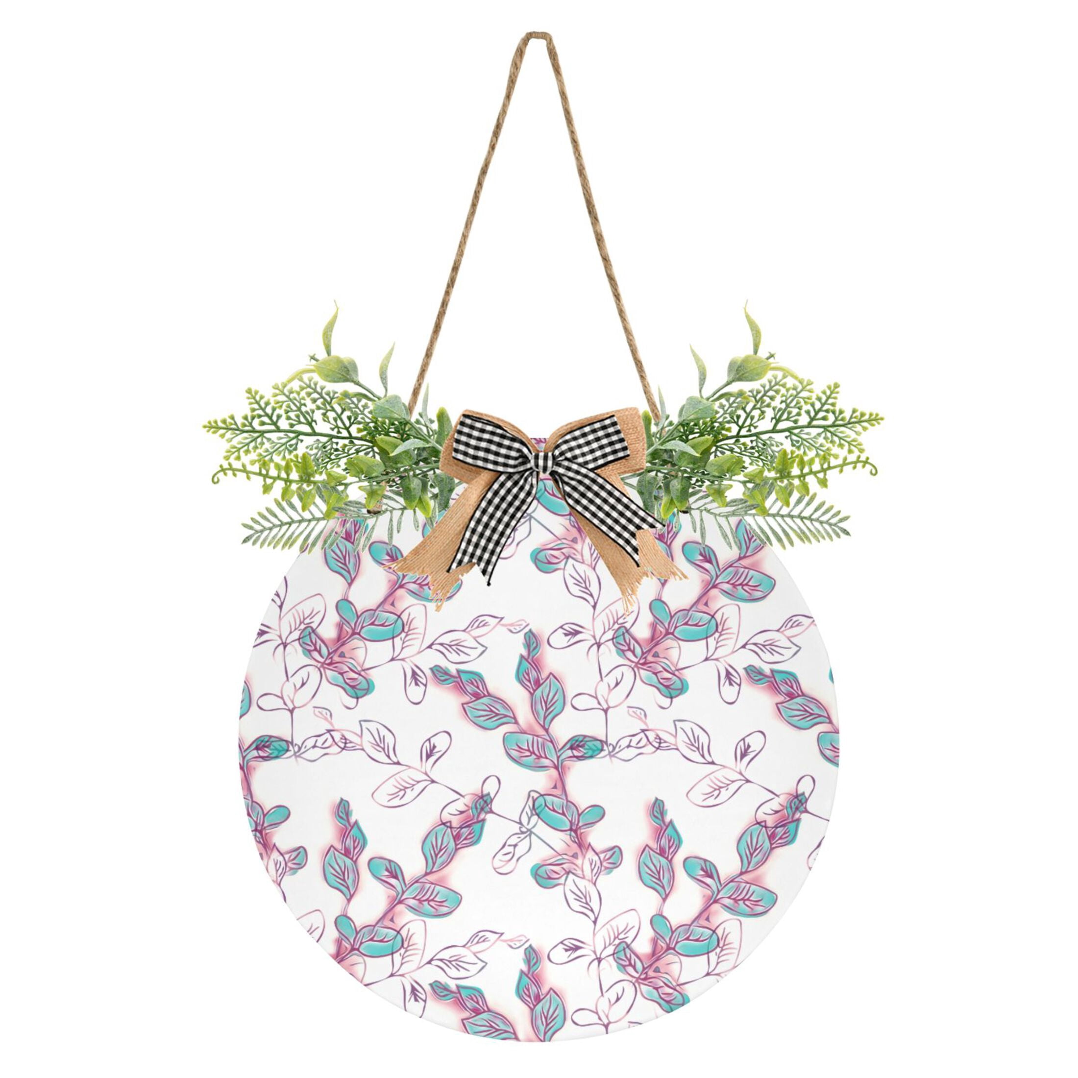 Welcome Door Sign Leaves Branches 11.8" Round Front Entrance Hanging ...