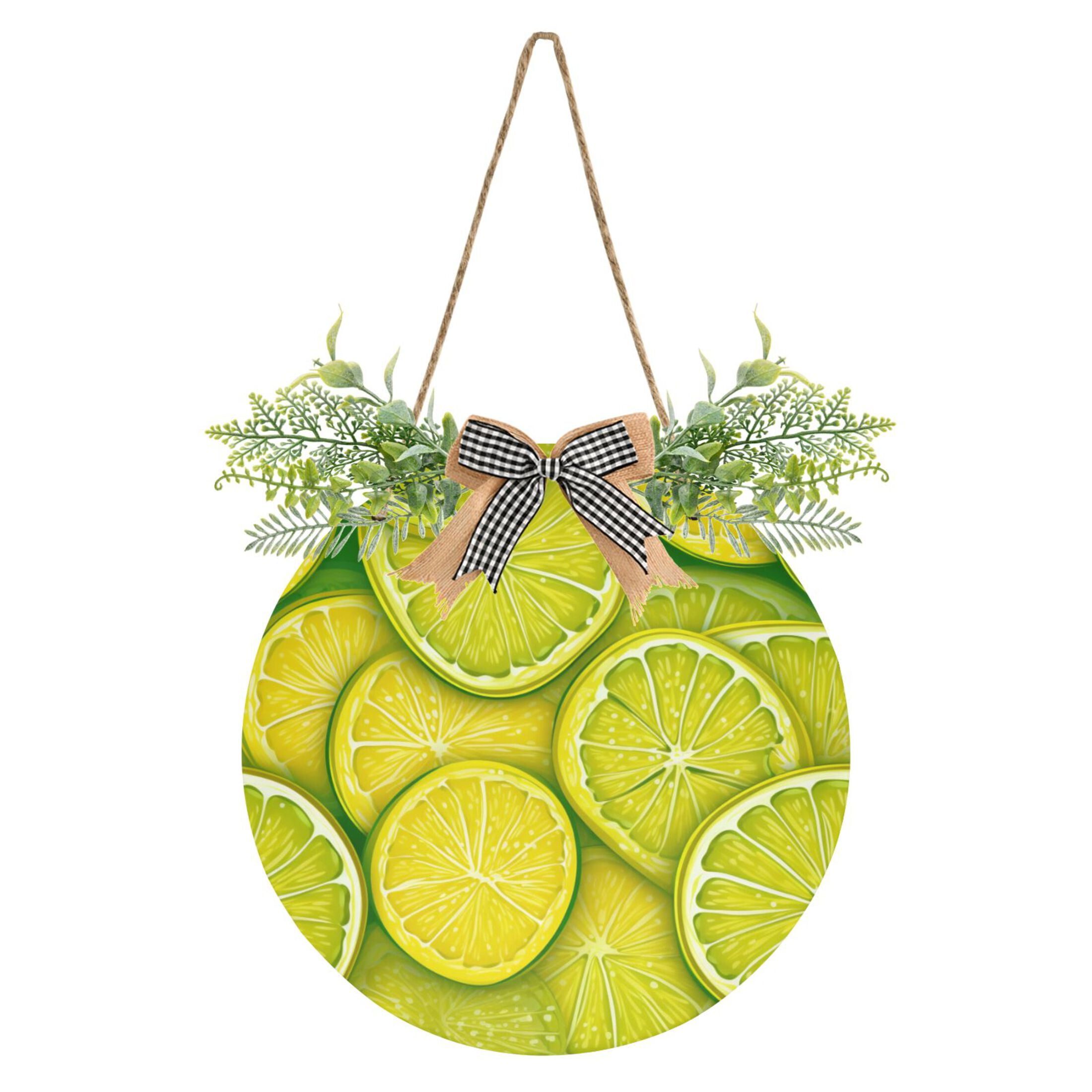 Welcome Door Sign Lemon Fruit 11.8" Round Front Entrance Hanging Sign ...