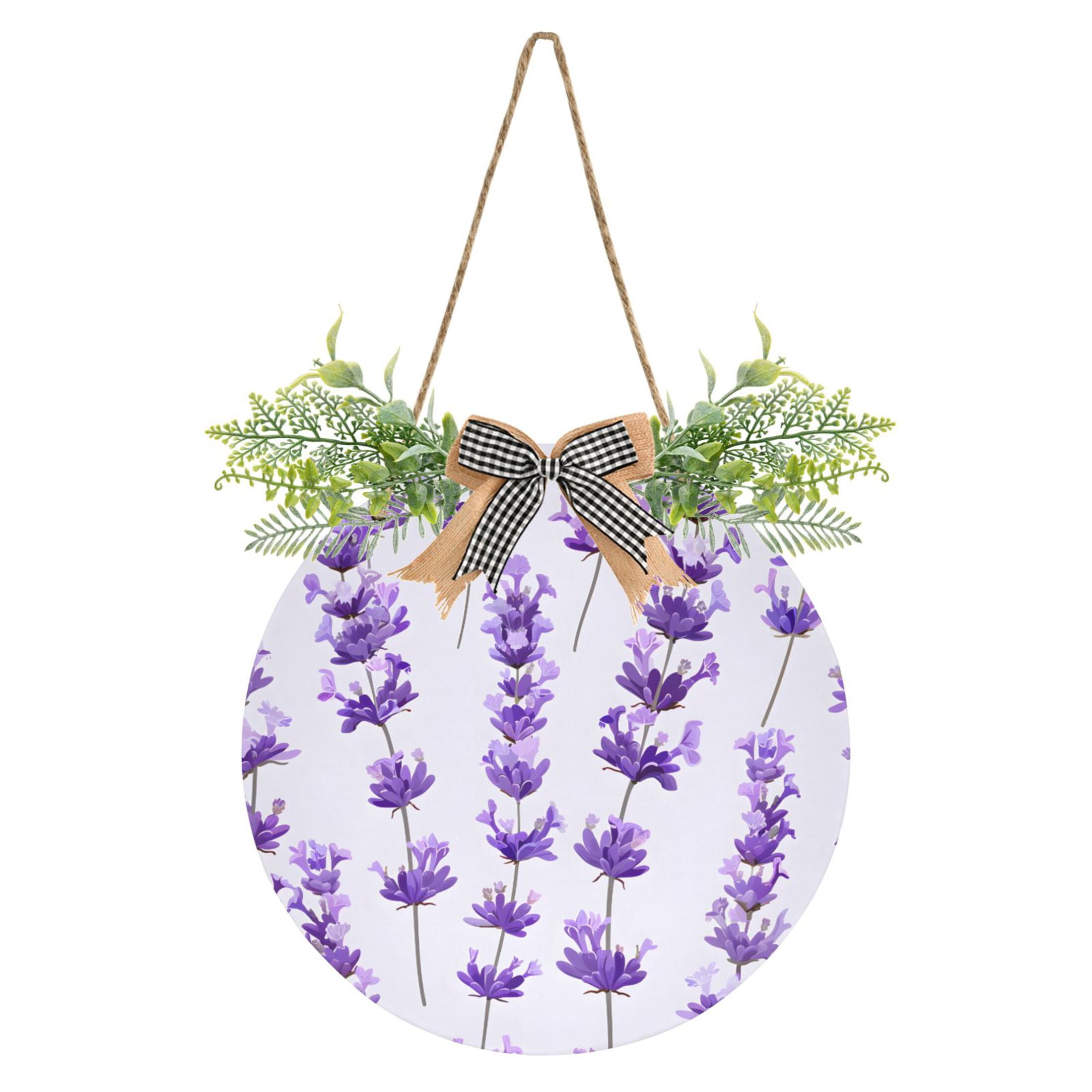 Welcome Door Sign Lively Lavender 11.8" Round Front Entrance Hanging ...