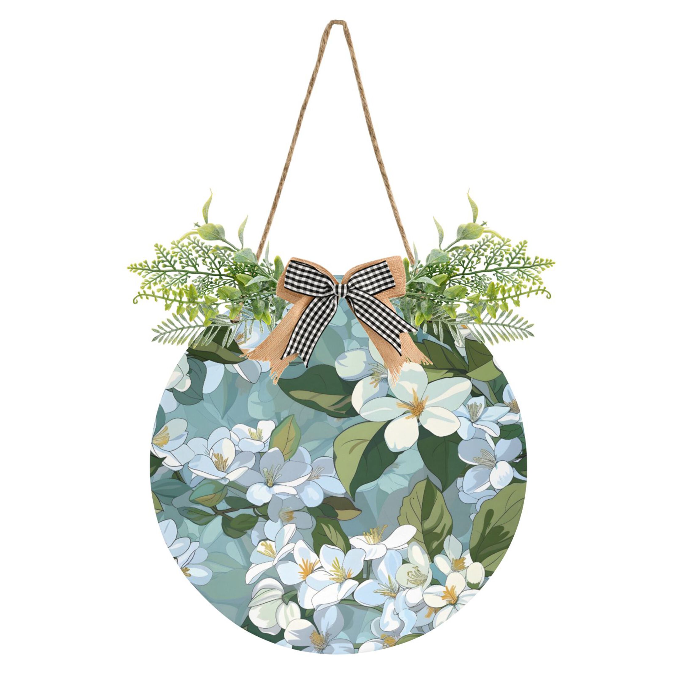 Welcome Door Sign Lively Lily Floral 11.8" Round Front Entrance Hanging ...