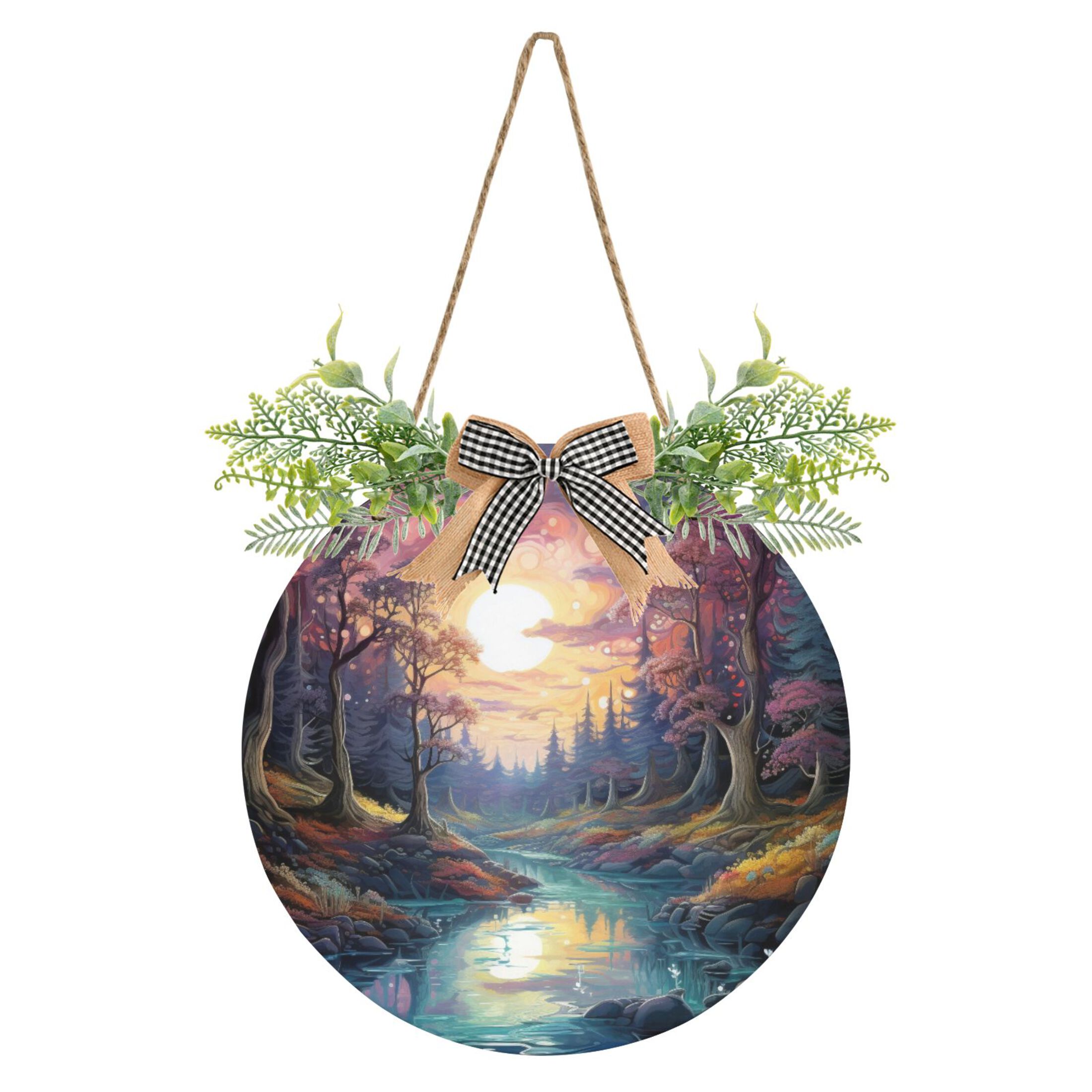 Welcome Door Sign Magic Landscape Sunset 11.8" Round Front Entrance ...