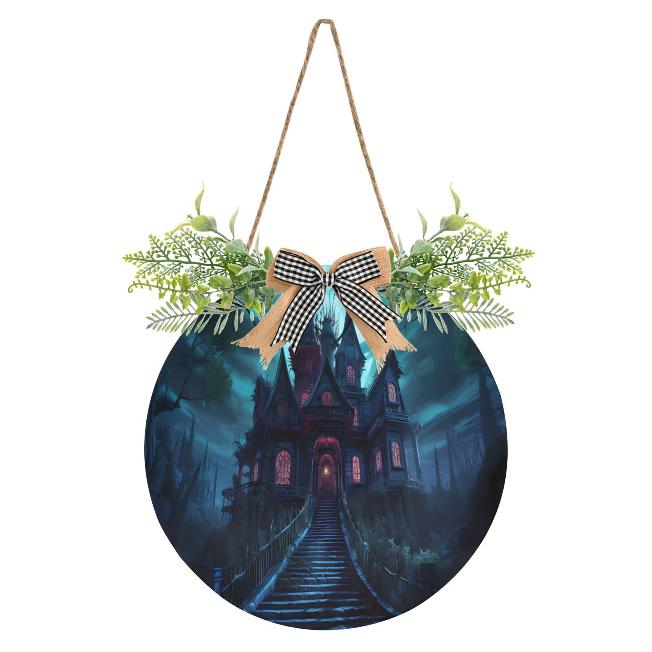 Welcome Door Sign Magic Pattern 11.8" Round Front Entrance Hanging Sign ...