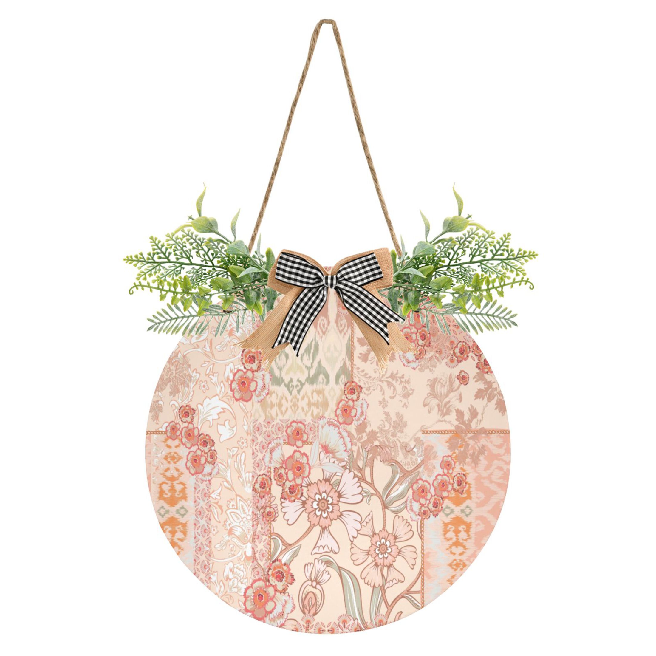 Welcome Door Sign Paisley Flower 11.8" Round Front Entrance Hanging ...