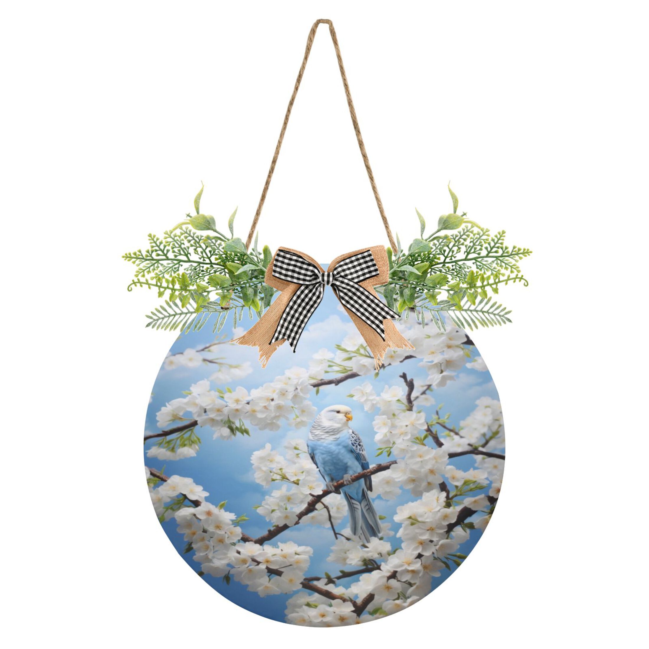 Welcome Door Sign Parrot Floral Branch 11.8" Round Front Entrance ...