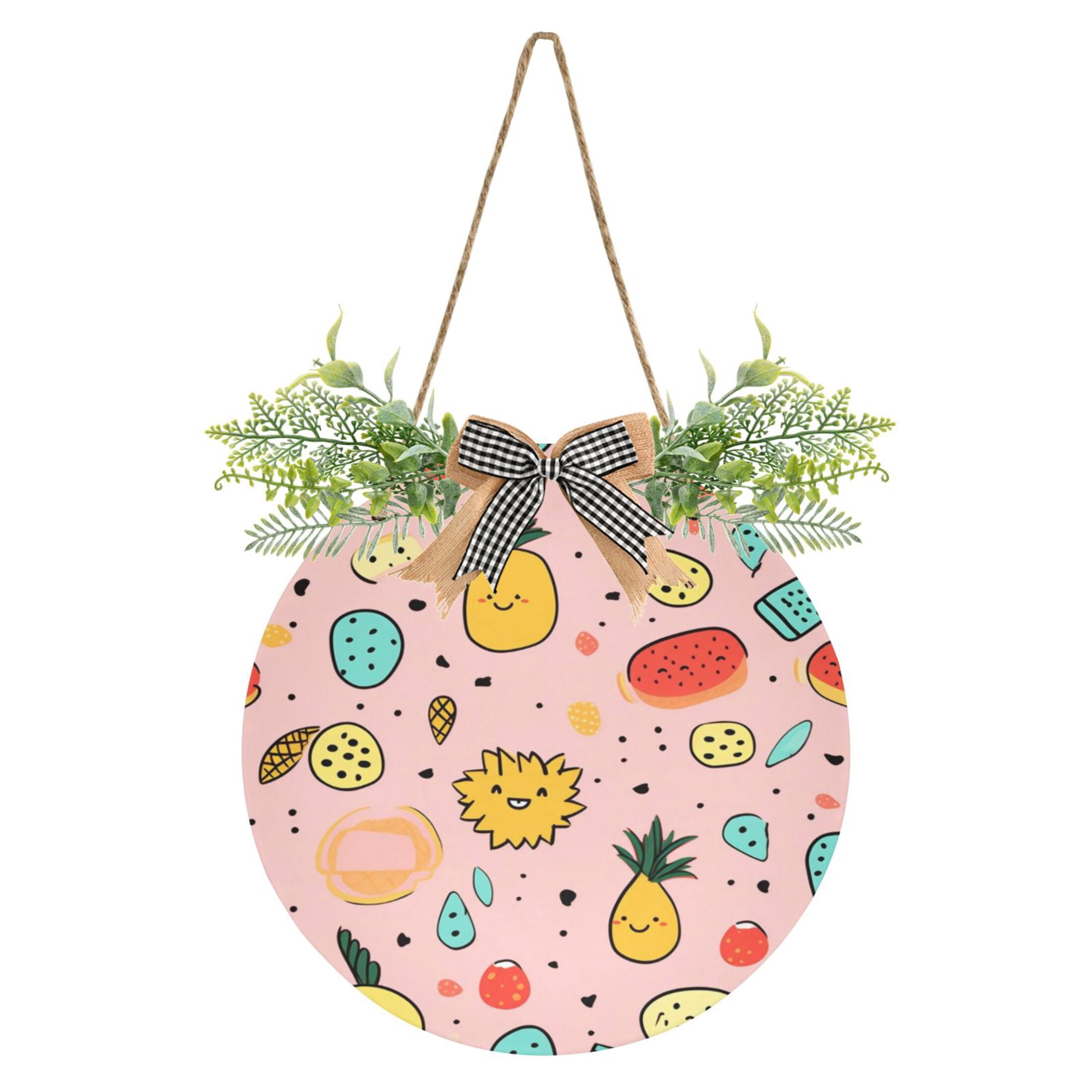 Welcome Door Sign Pineapple Fruits 11.8" Round Front Entrance Hanging ...