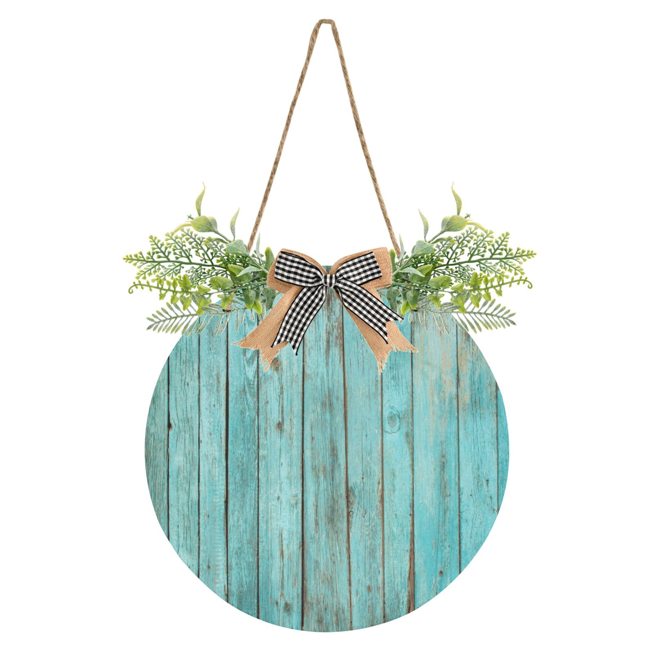 Welcome Door Sign Retro Wood 11.8" Round Front Entrance Hanging Sign ...