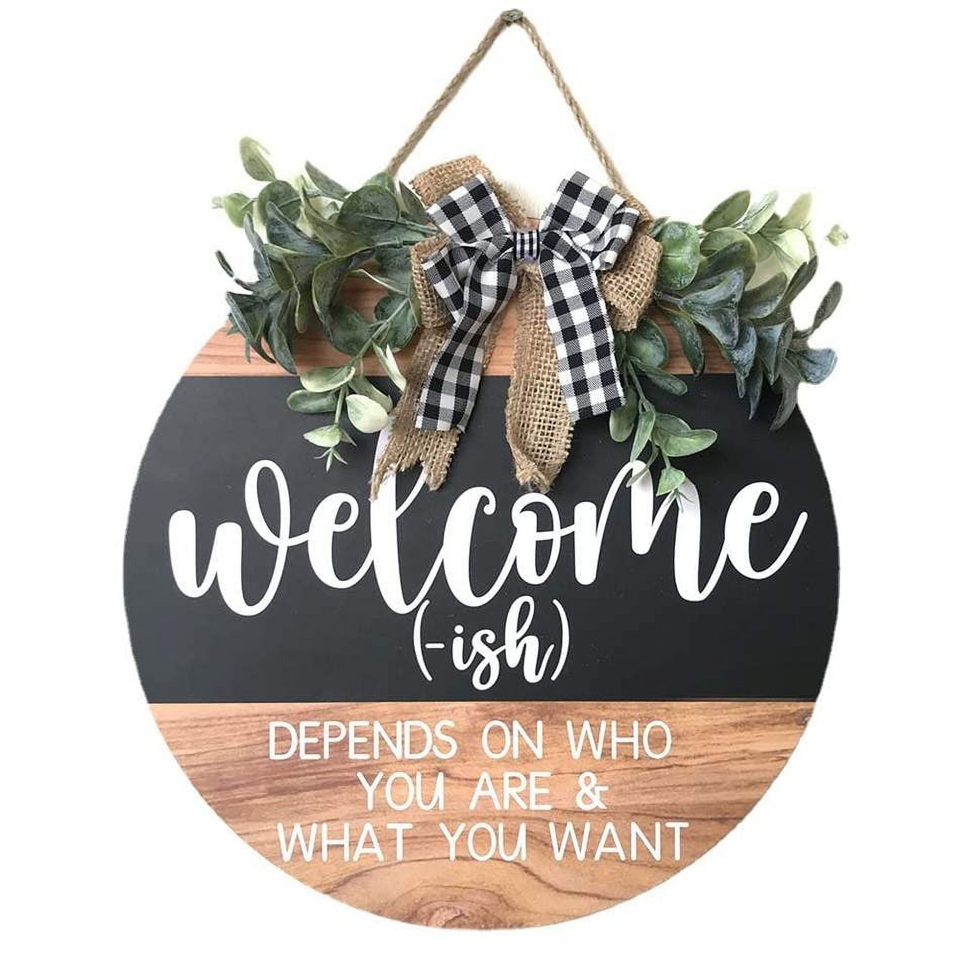 Rustic Spring Outdoor Welcome Sign - Round Hanging Country Front Door ...