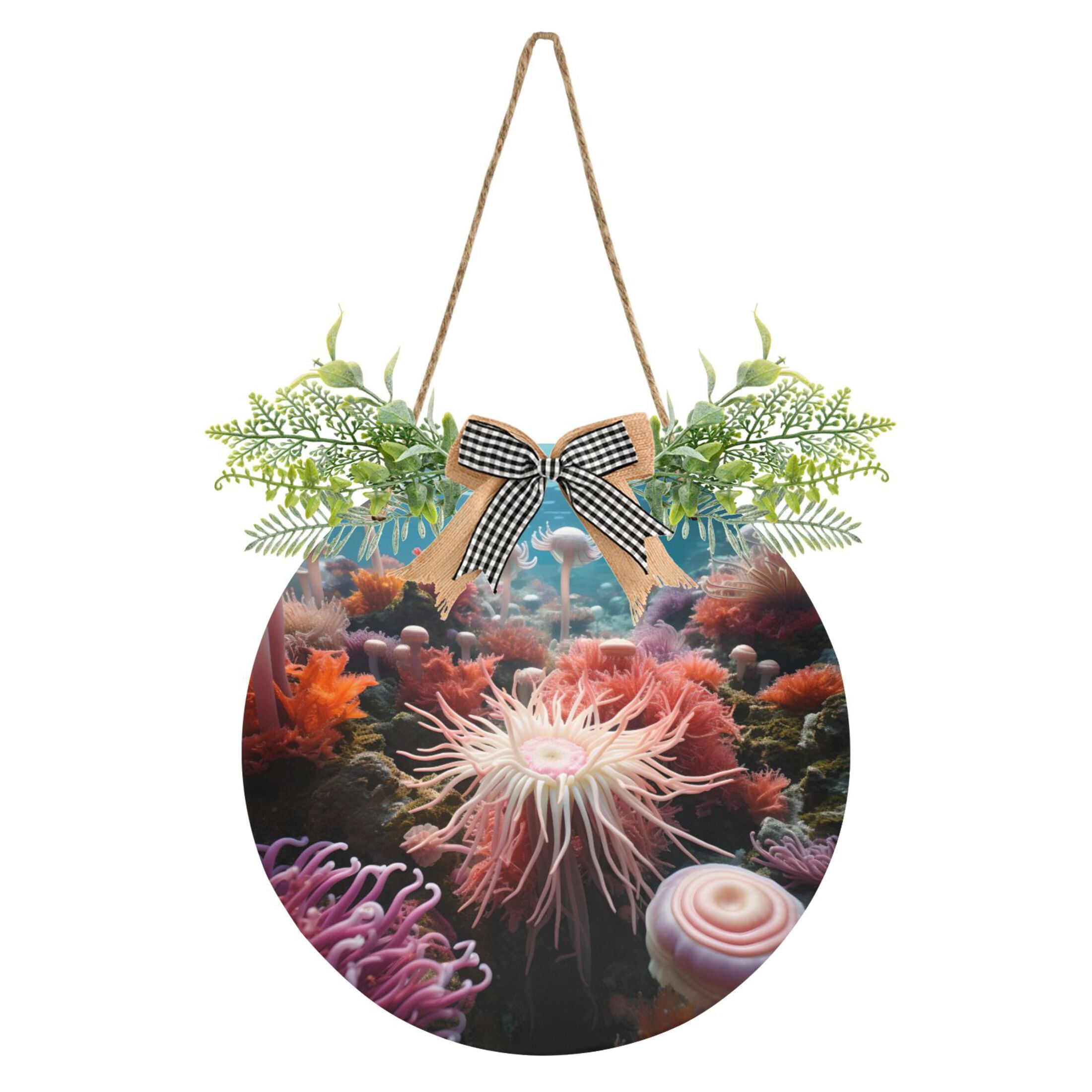 Welcome Door Sign Seaweed in Water 11.8" Round Front Entrance Hanging ...