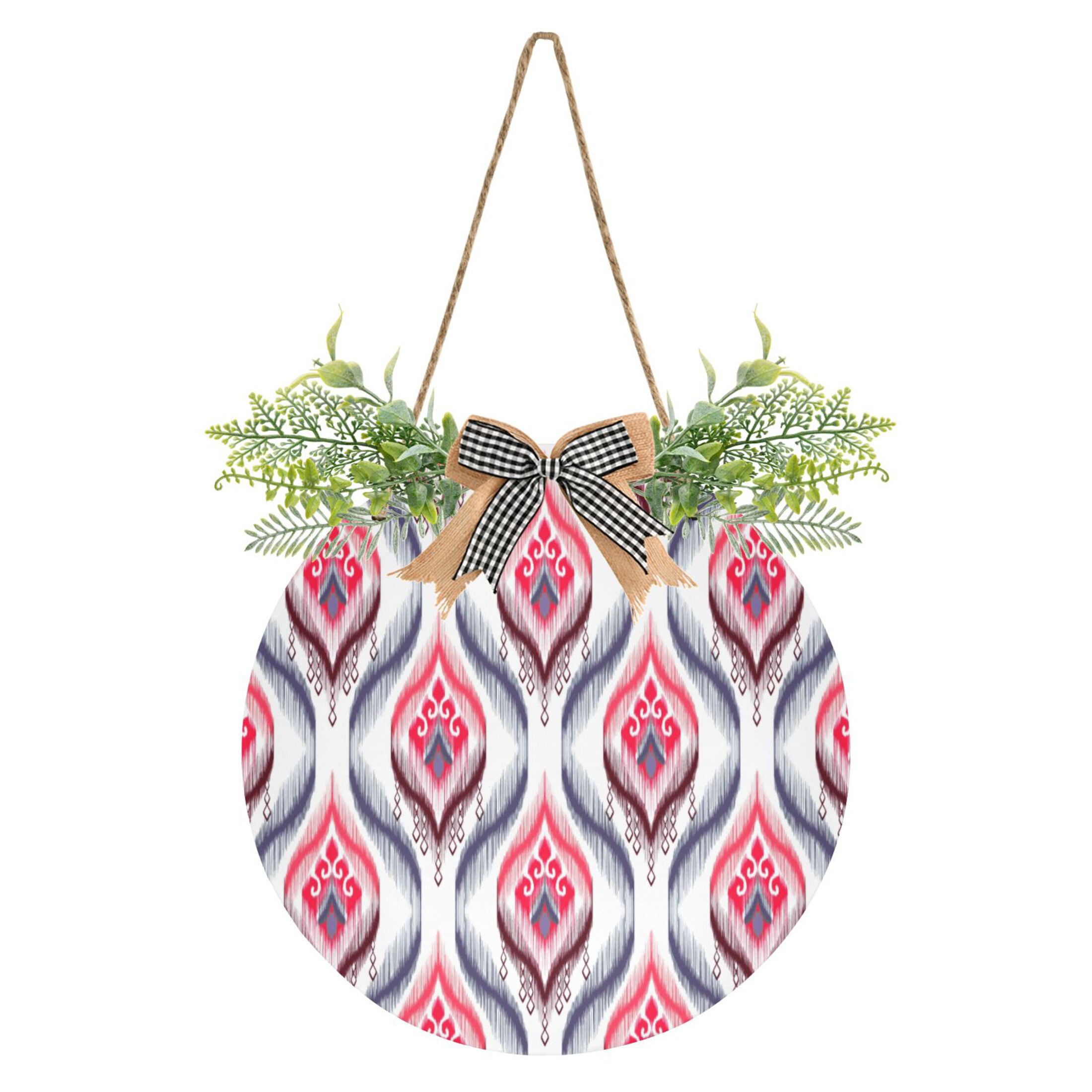 Welcome Door Sign Tribal Boho Ethnic Mandala 11.8" Round Front Entrance ...