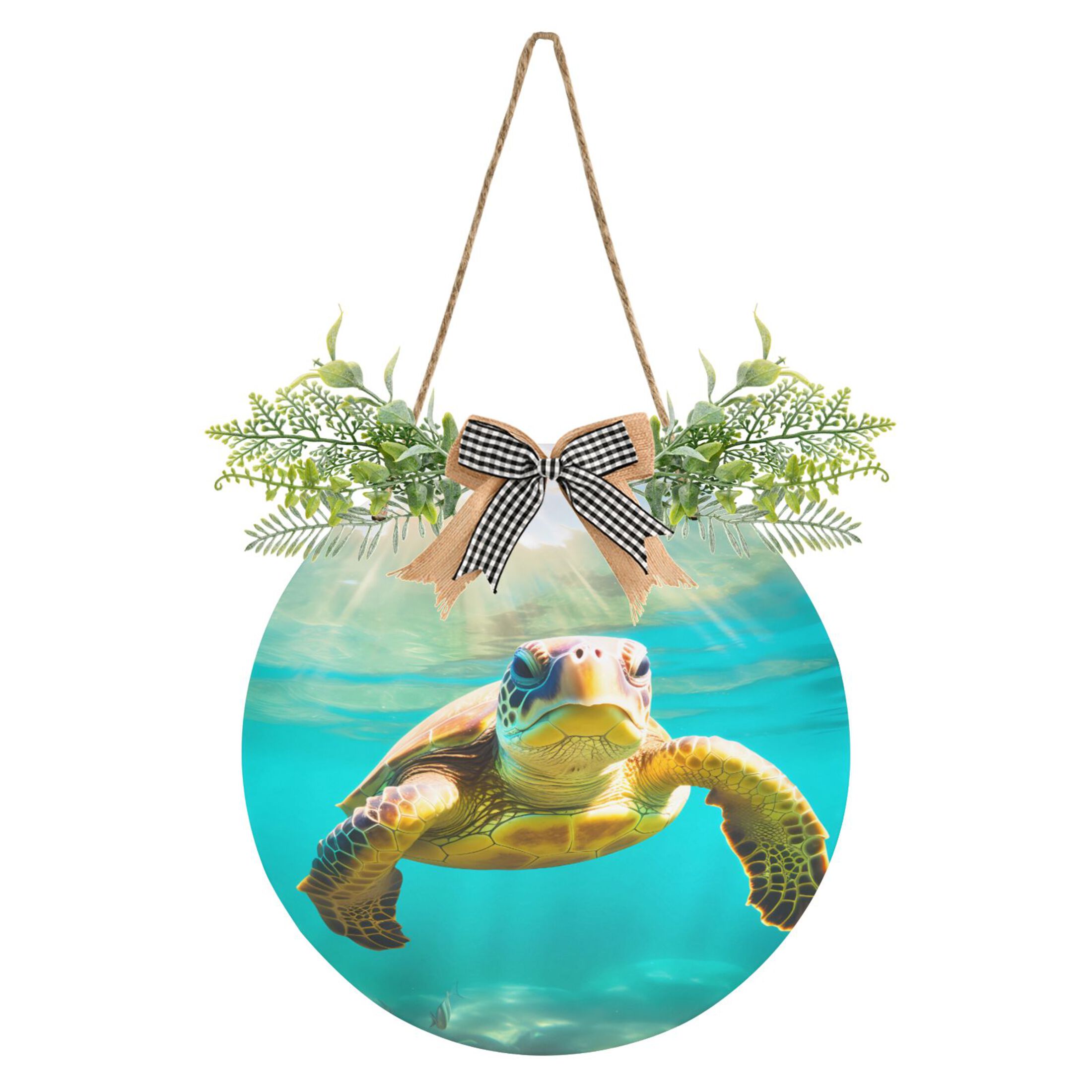 Welcome Door Sign Turtle in Sea and Sun 11.8" Round Front Entrance ...