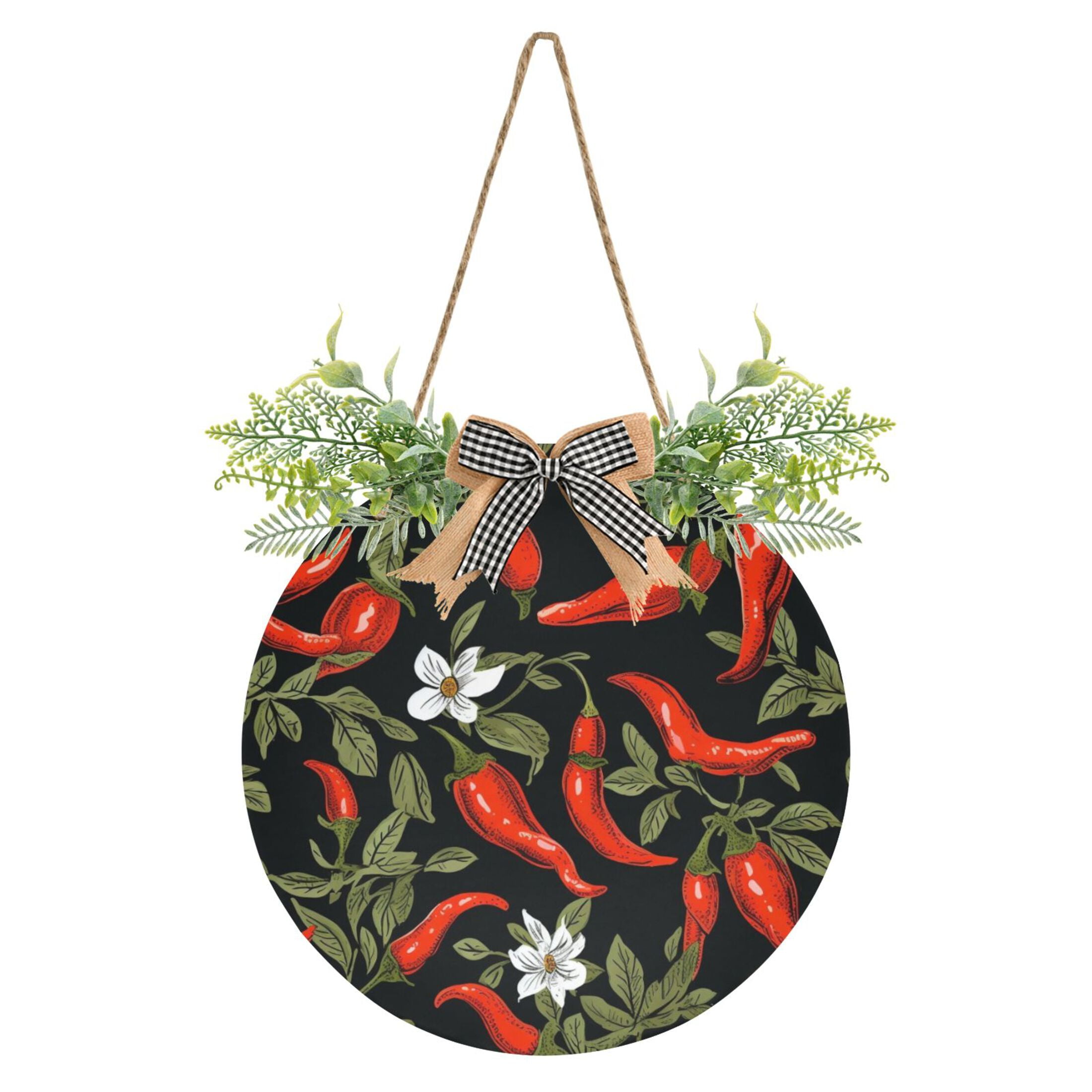 Welcome Door Sign Vegetables and Floral 11.8" Round Front Entrance ...