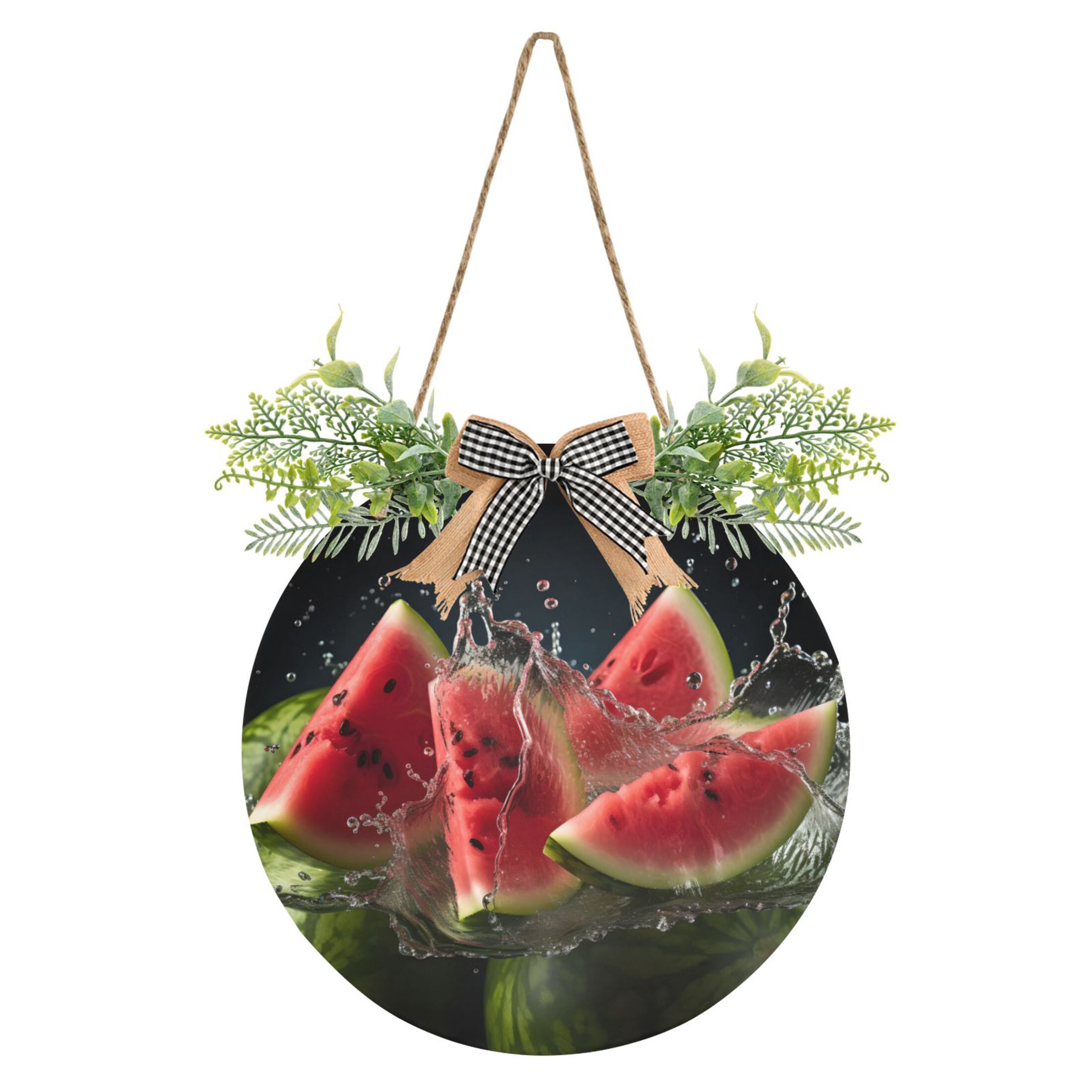 Welcome Door Sign Watermelon Fruits 11.8" Round Front Entrance Hanging ...