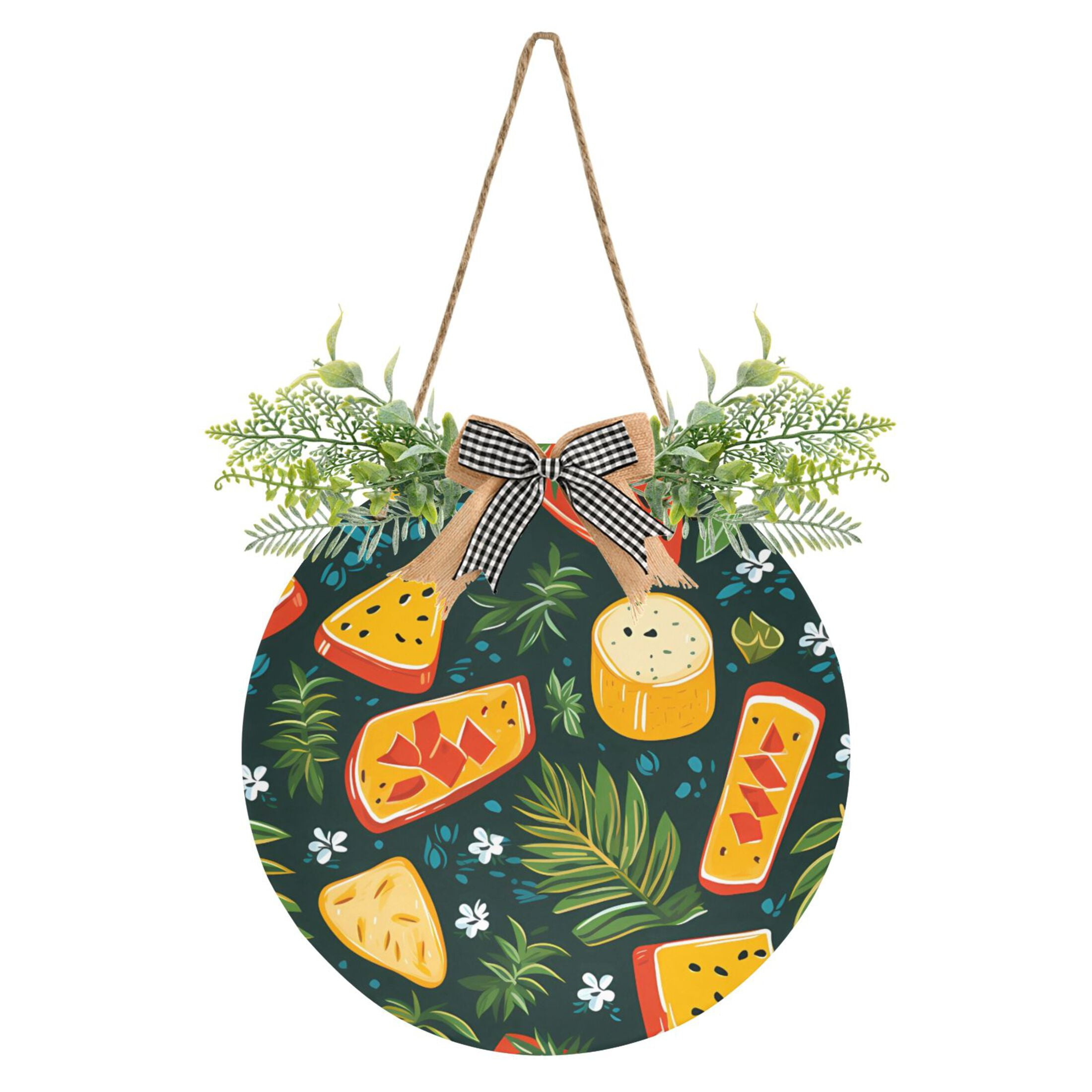 Welcome Door Sign Watermelons and Leaves 11.8" Round Front Entrance ...