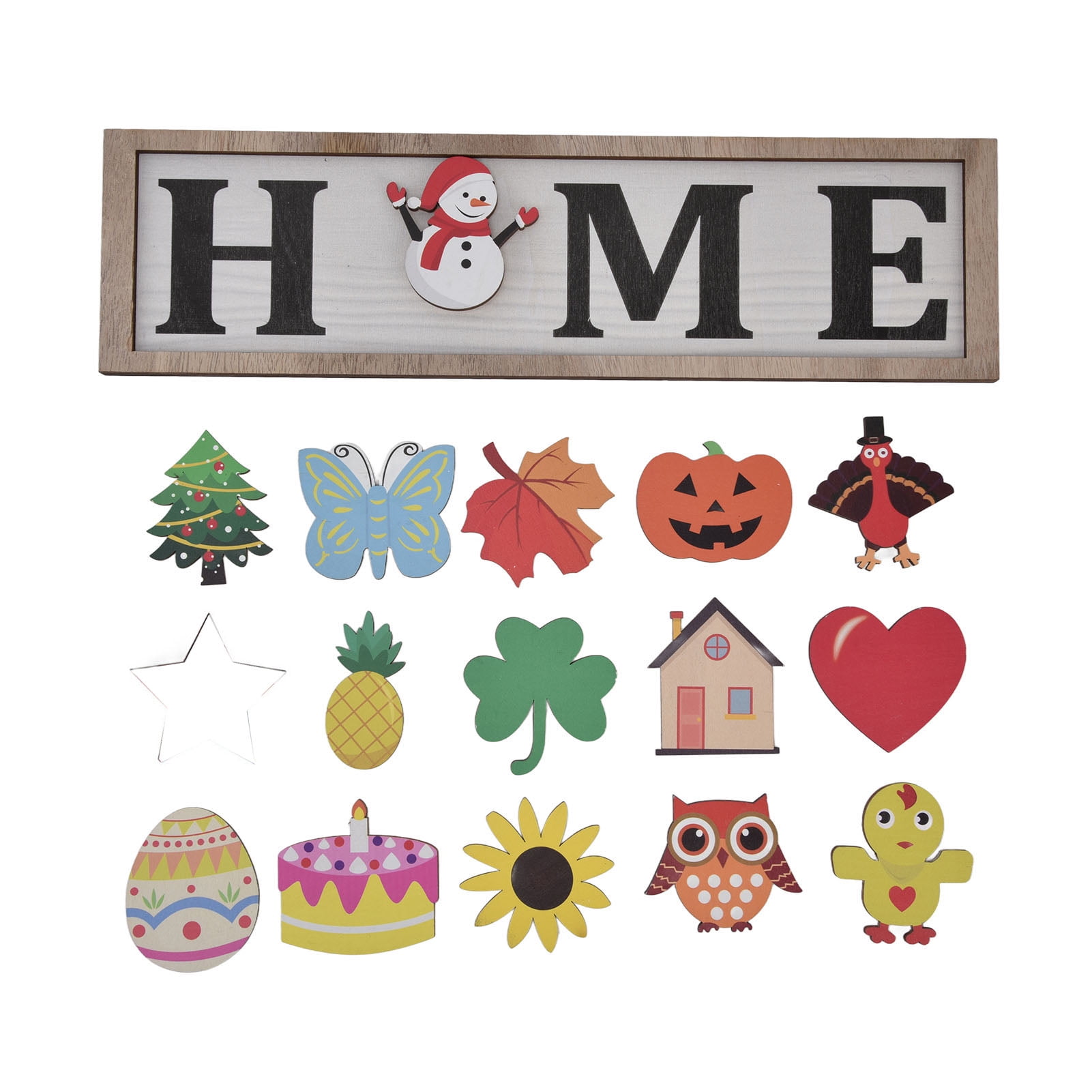 Welcome Door Sign Wooden Welcome Sign with 16 Interchangeable Icons for ...