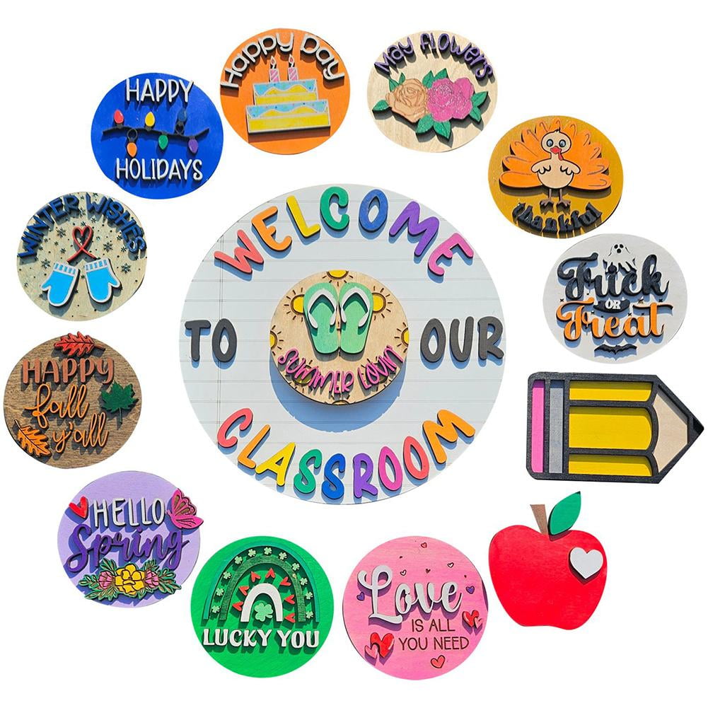 Welcome Door Signs for Classroom - Multi-Color Wooden Back-to-School ...