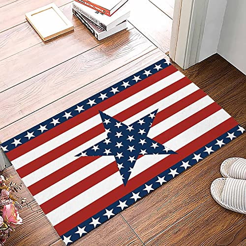 Welcome Doormat 4th of July American Flag Stars Stripes Patriotics ...