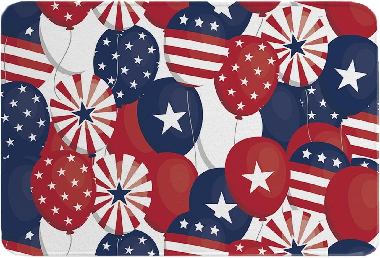 Welcome Doormat 4th of July Doormat, Patriot Independence Day Balloon ...