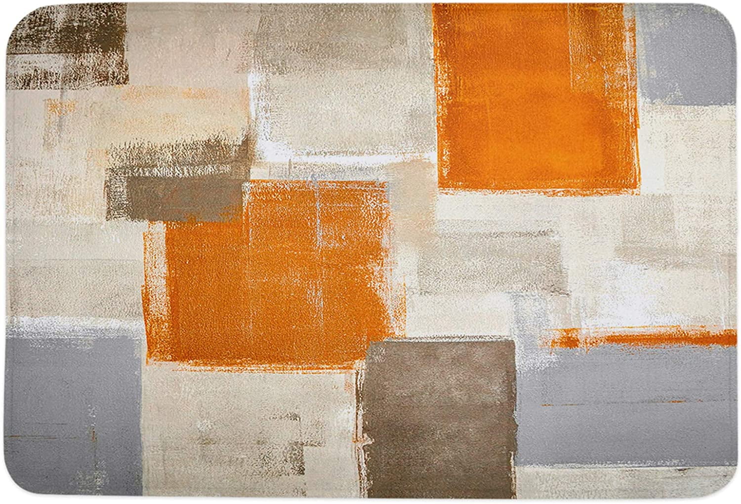 Welcome Doormat Abstract Orange Grey Paint Art Graffiti Lattice Indoor ...