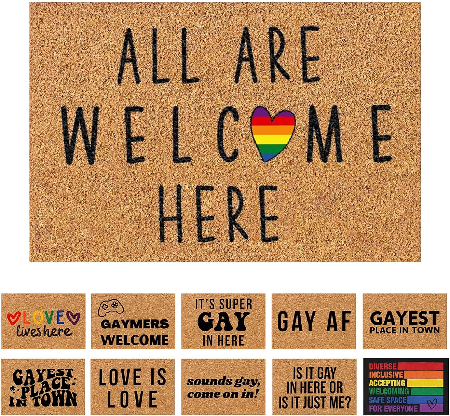 Welcome Doormat All are Welcome Here Doormat Rainbow Pride Welcome Mat ...