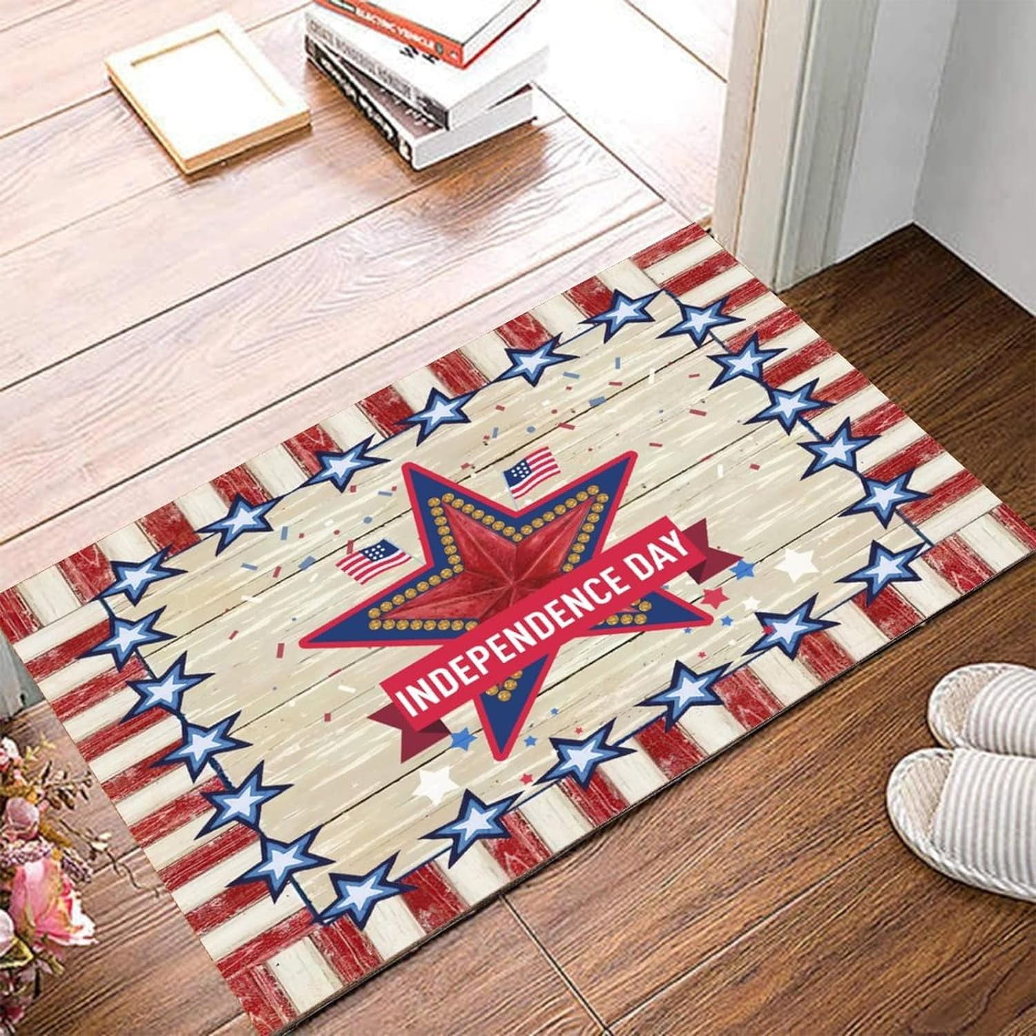 Welcome Doormat American Flag Stars American Flag Fourth of July Indoor ...