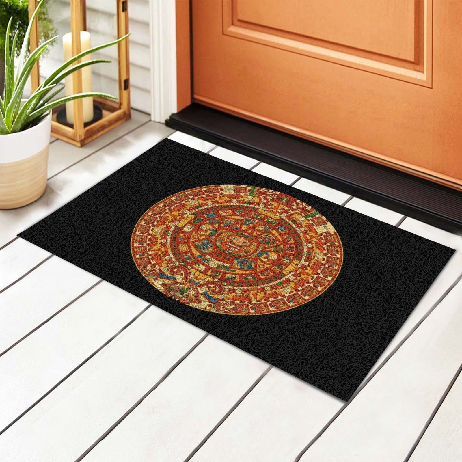Welcome Doormat Aztec Calendar Mayan Ethnic Folk Indoor Outdoor ...